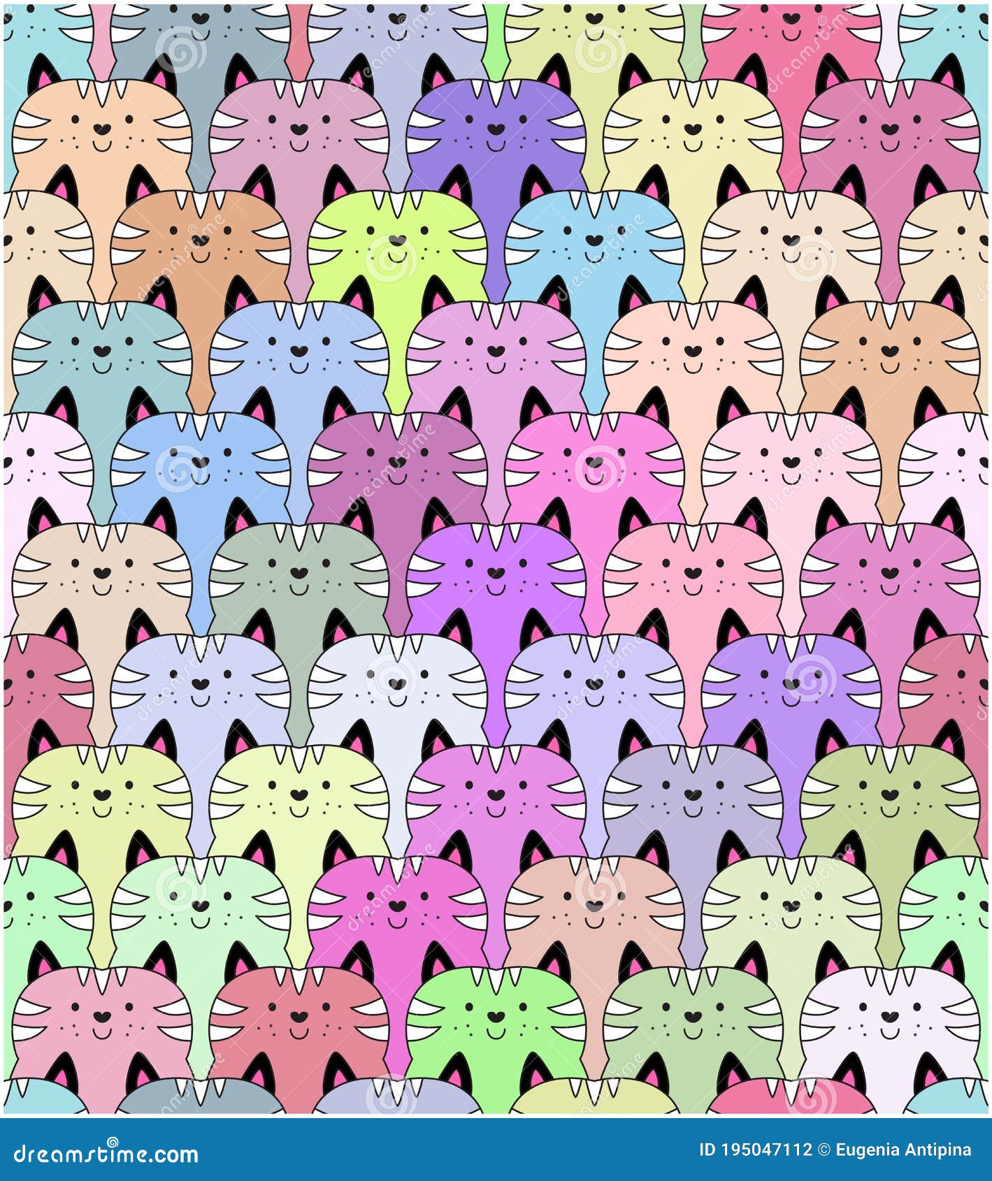 Seamless Pattern with Cute Repeated Cats. Colorful Texture for Fabric ...
