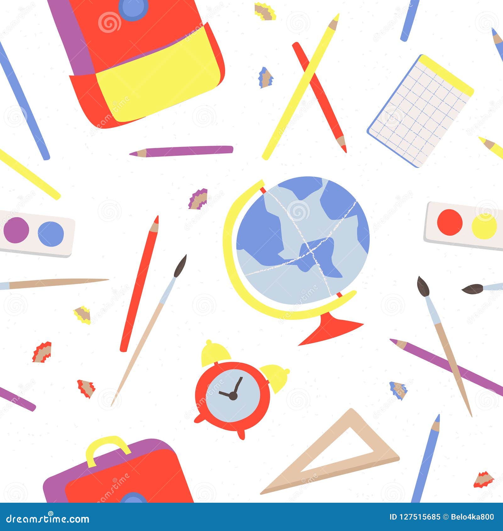 Seamless Pattern with Cute School Elements. Stock Vector - Illustration ...