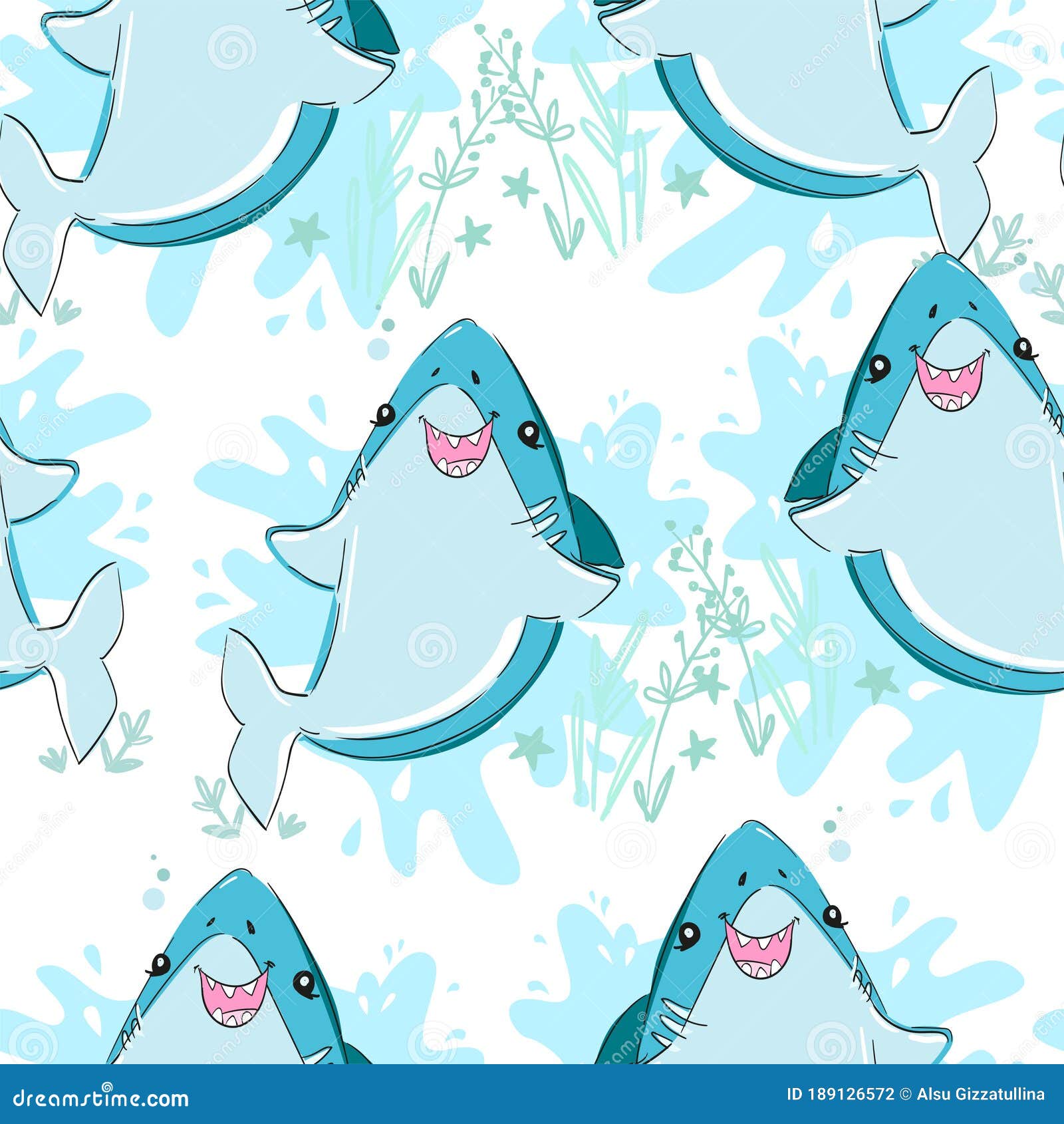 Shark Background Cartoon Vector | CartoonDealer.com #10278837