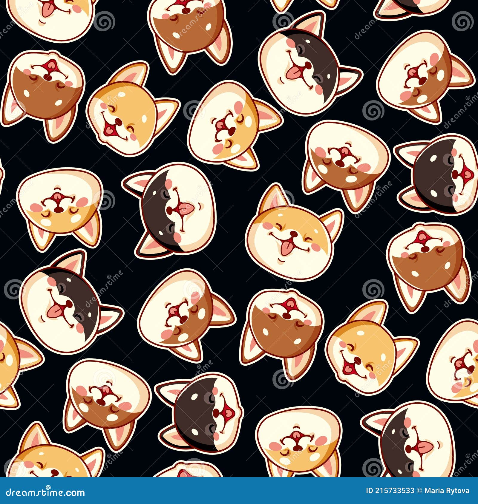 Seamless Pattern with Cute Shiba Stock Vector - Illustration of ...