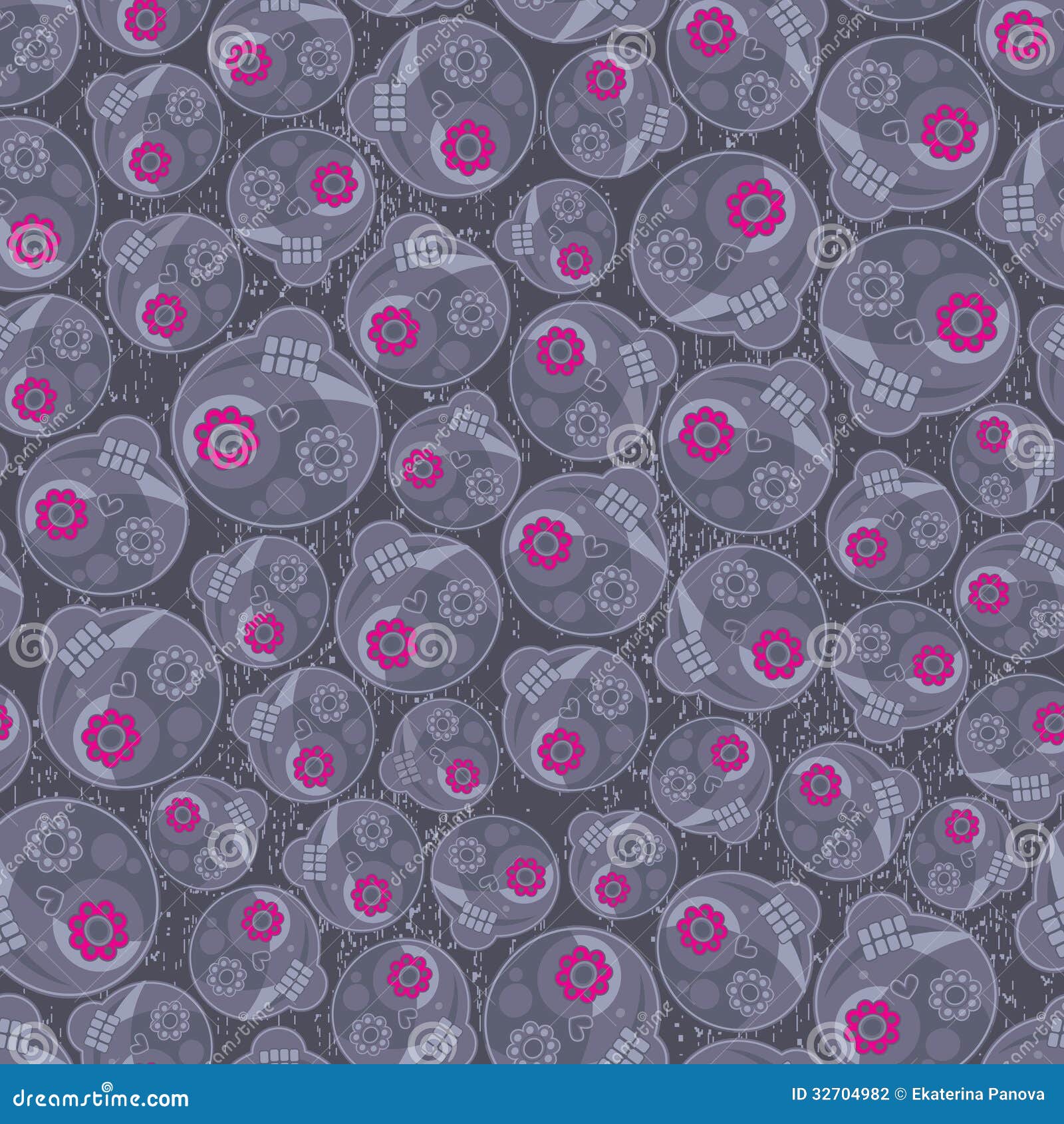 Seamless Pattern with Cute Skulls. Stock Vector - Illustration of cute ...