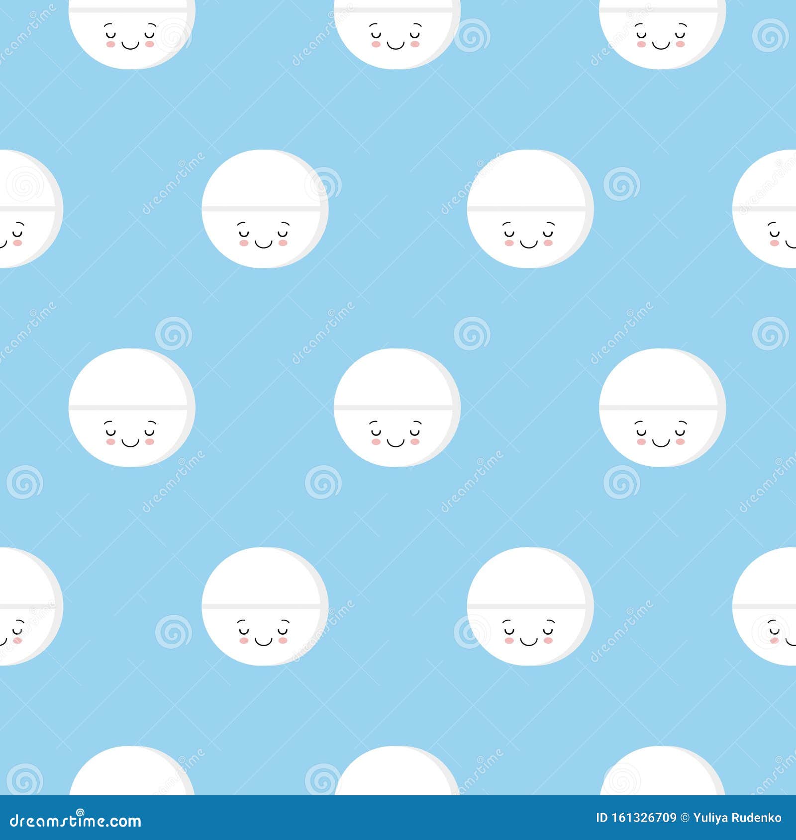 Seamless Pattern with Cute Pills Tablet. Simple Flat Vector ...