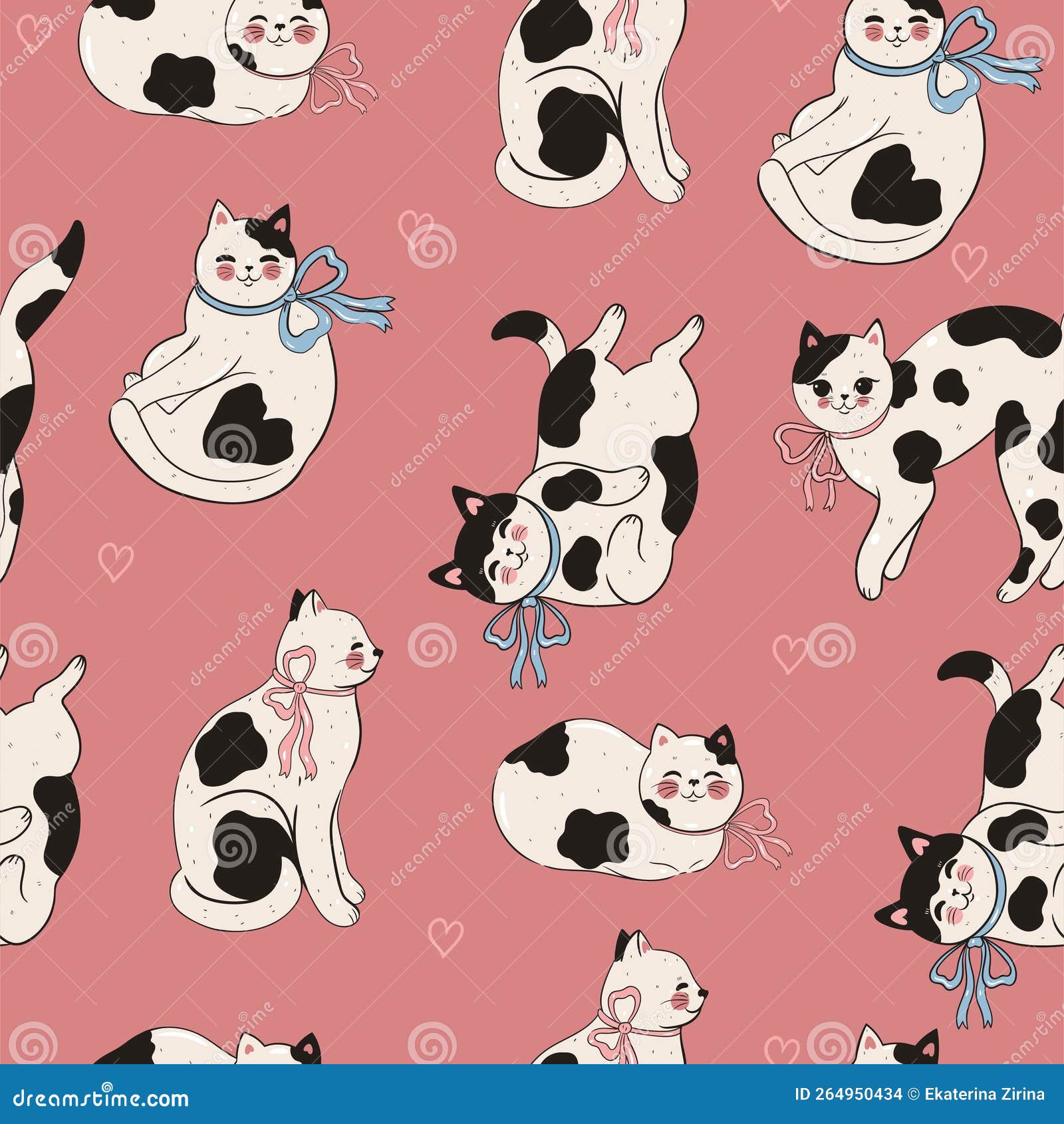 Seamless Pattern with Cute Spotted Cats. Vector Graphics Stock Vector ...