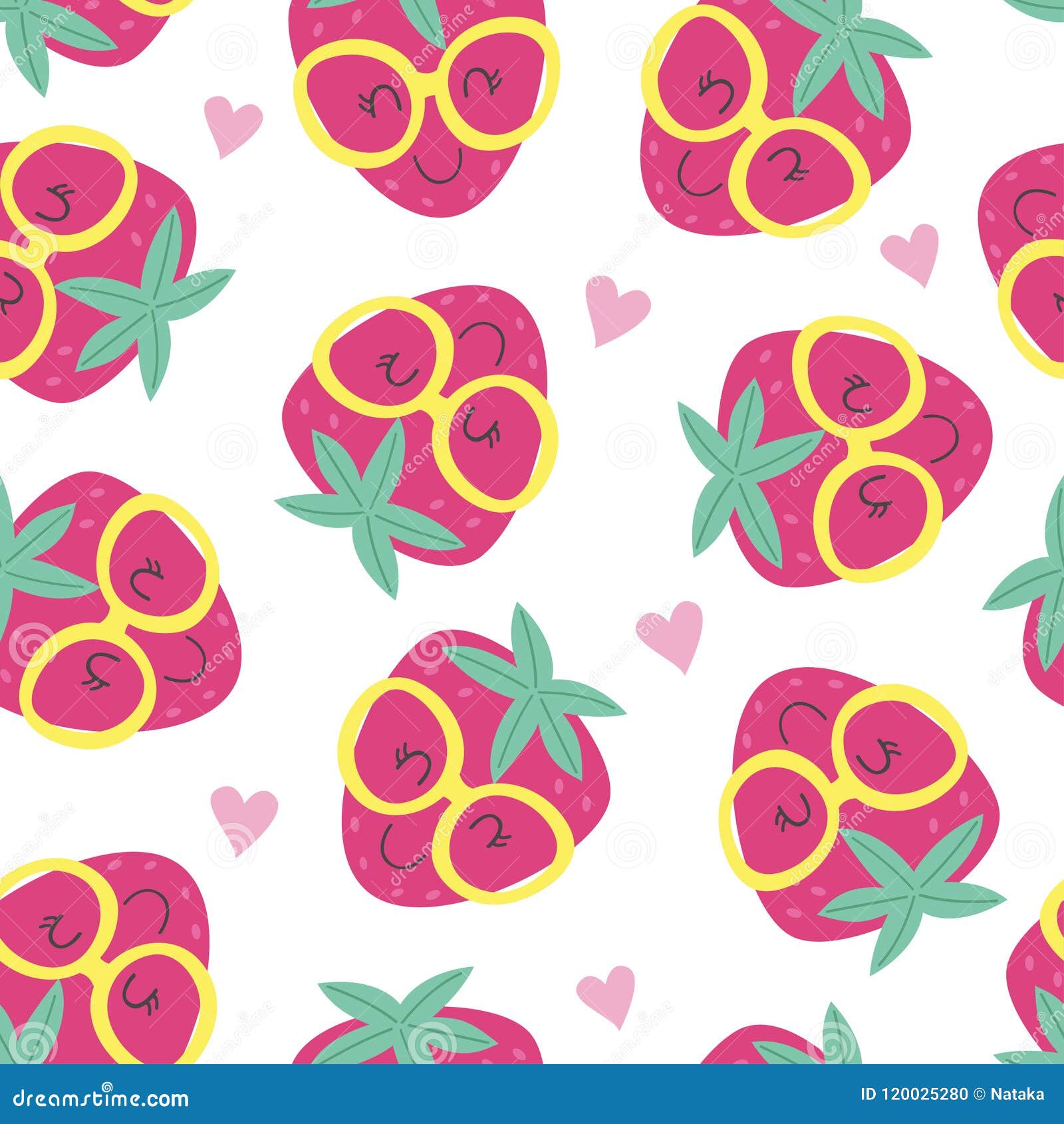 Seamless Pattern with Cute Strawberry Stock Vector - Illustration of ...