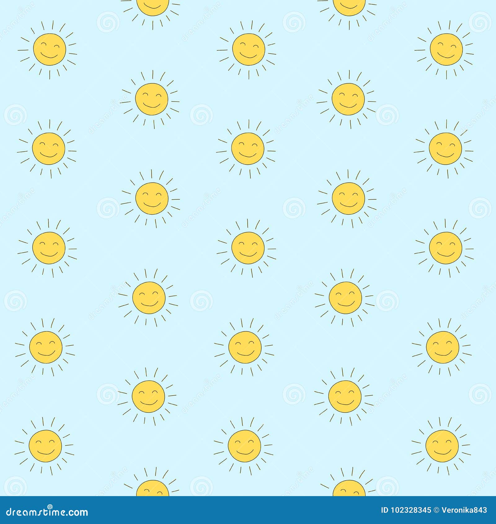 Seamless Pattern with Cute Sun Stock Vector - Illustration of repetion ...