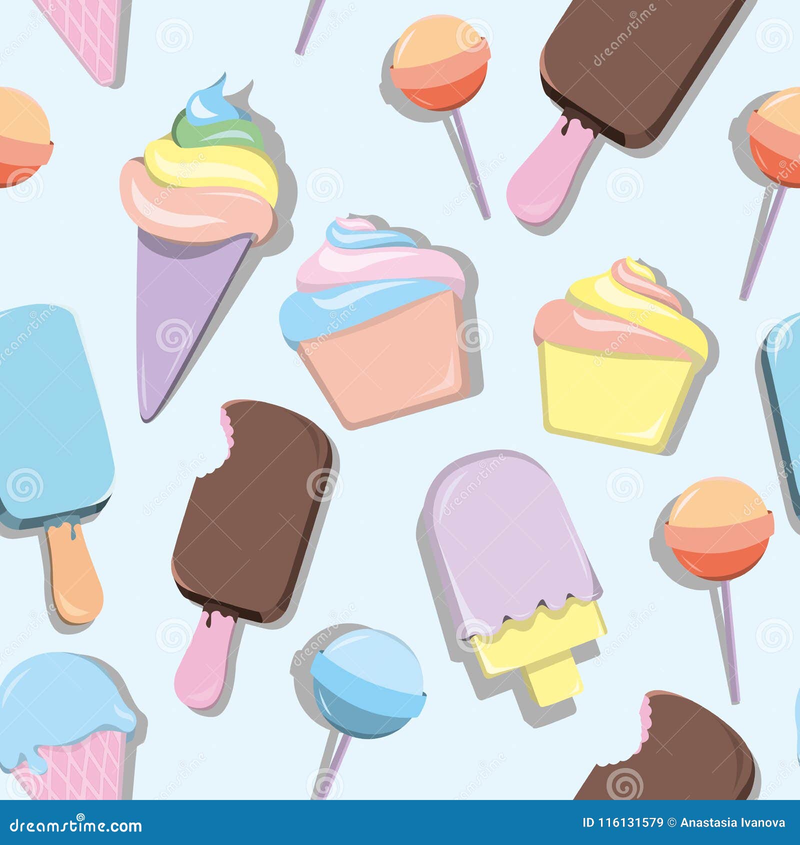 Seamless Pattern with Cute Sweets. Stock Illustration - Illustration of ...