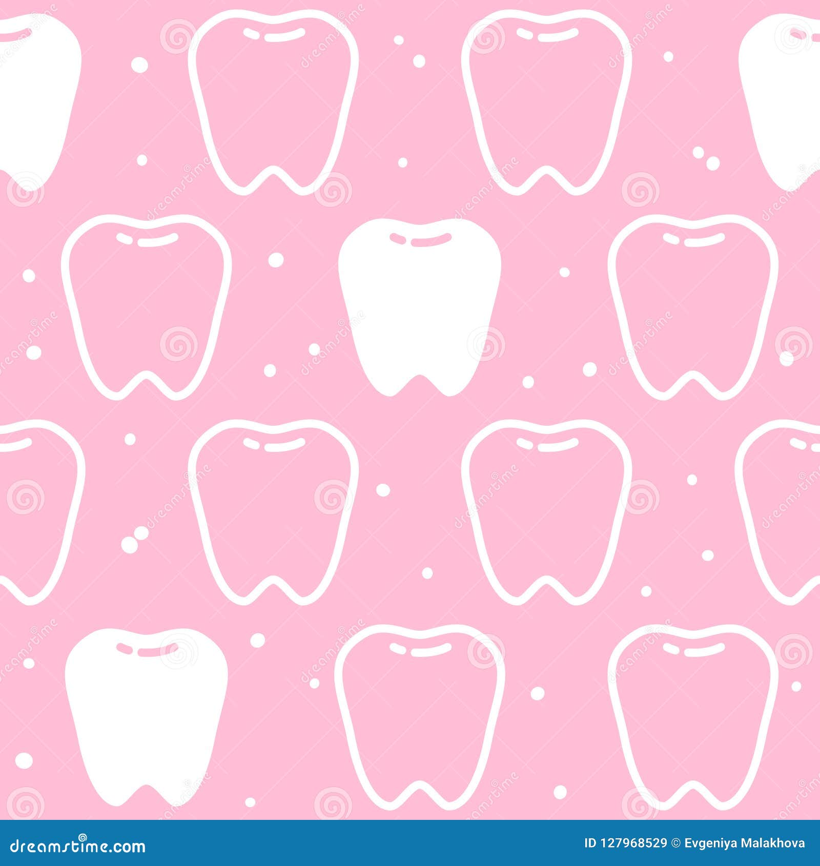 Seamless Pattern with Cute Teeth Stock Vector - Illustration of dental ...