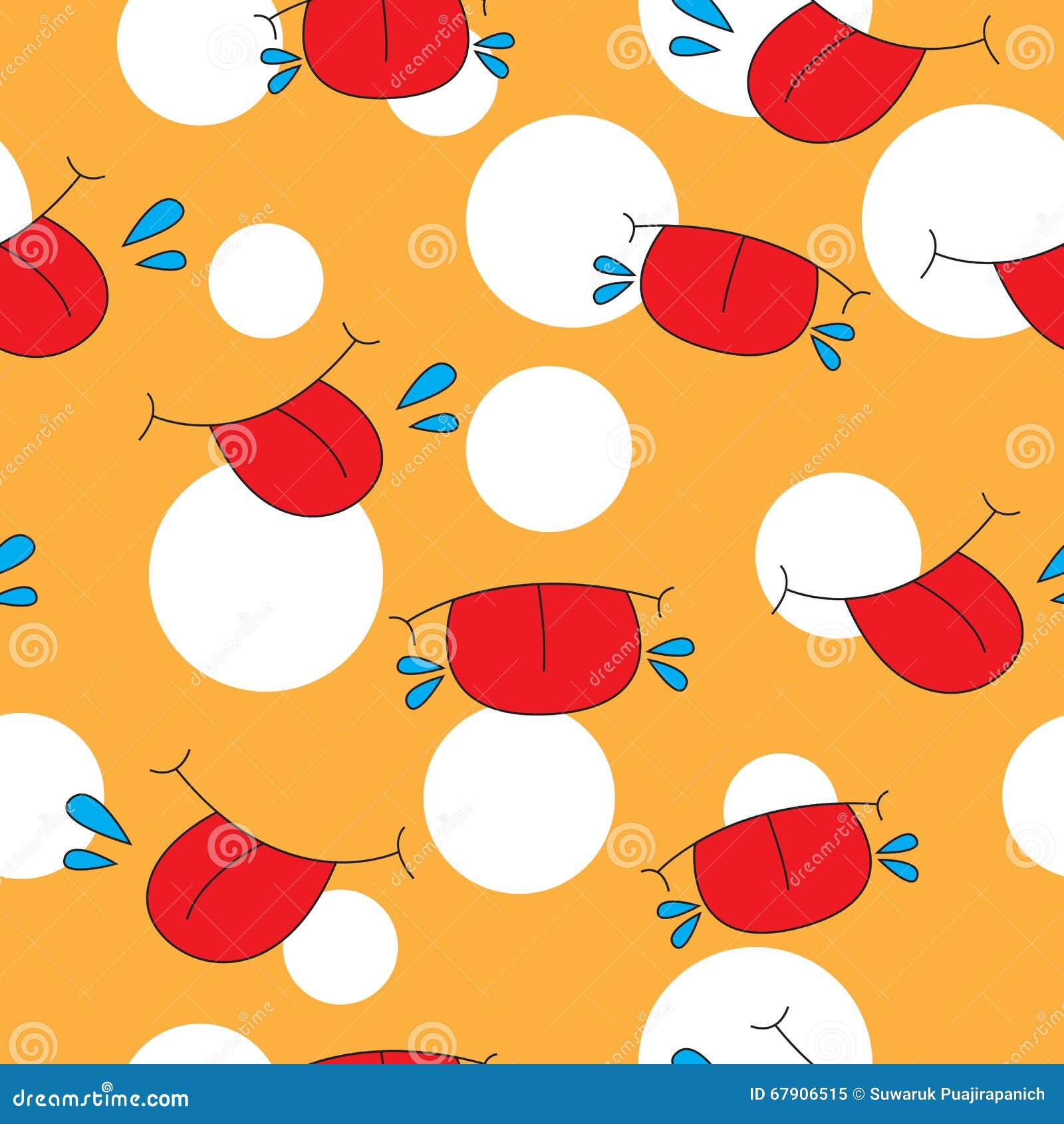 Seamless Pattern with Cute Tongue Stock Vector - Illustration of ...