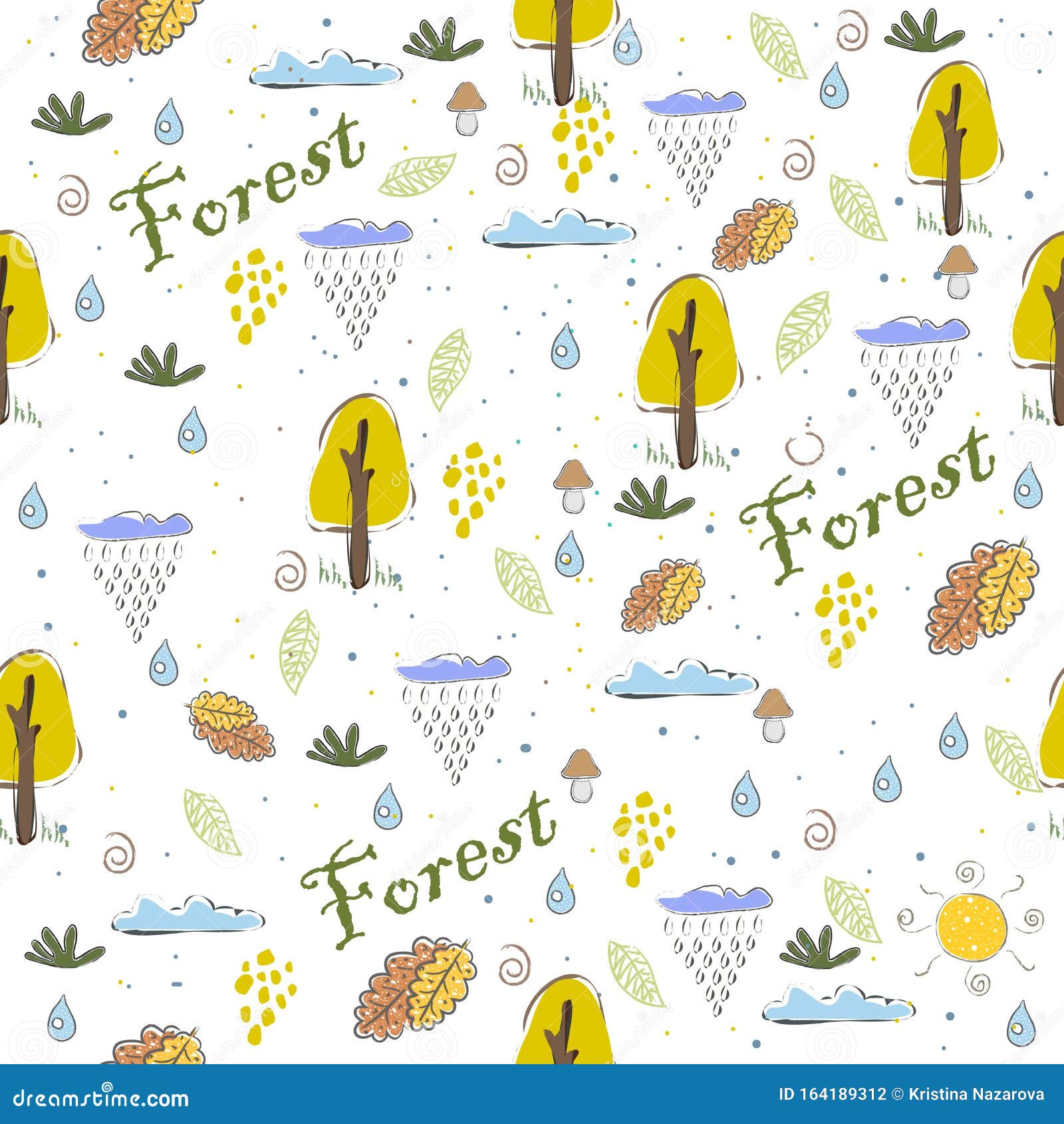 Seamless Pattern with Cute Trees. Stock Illustration - Illustration of ...