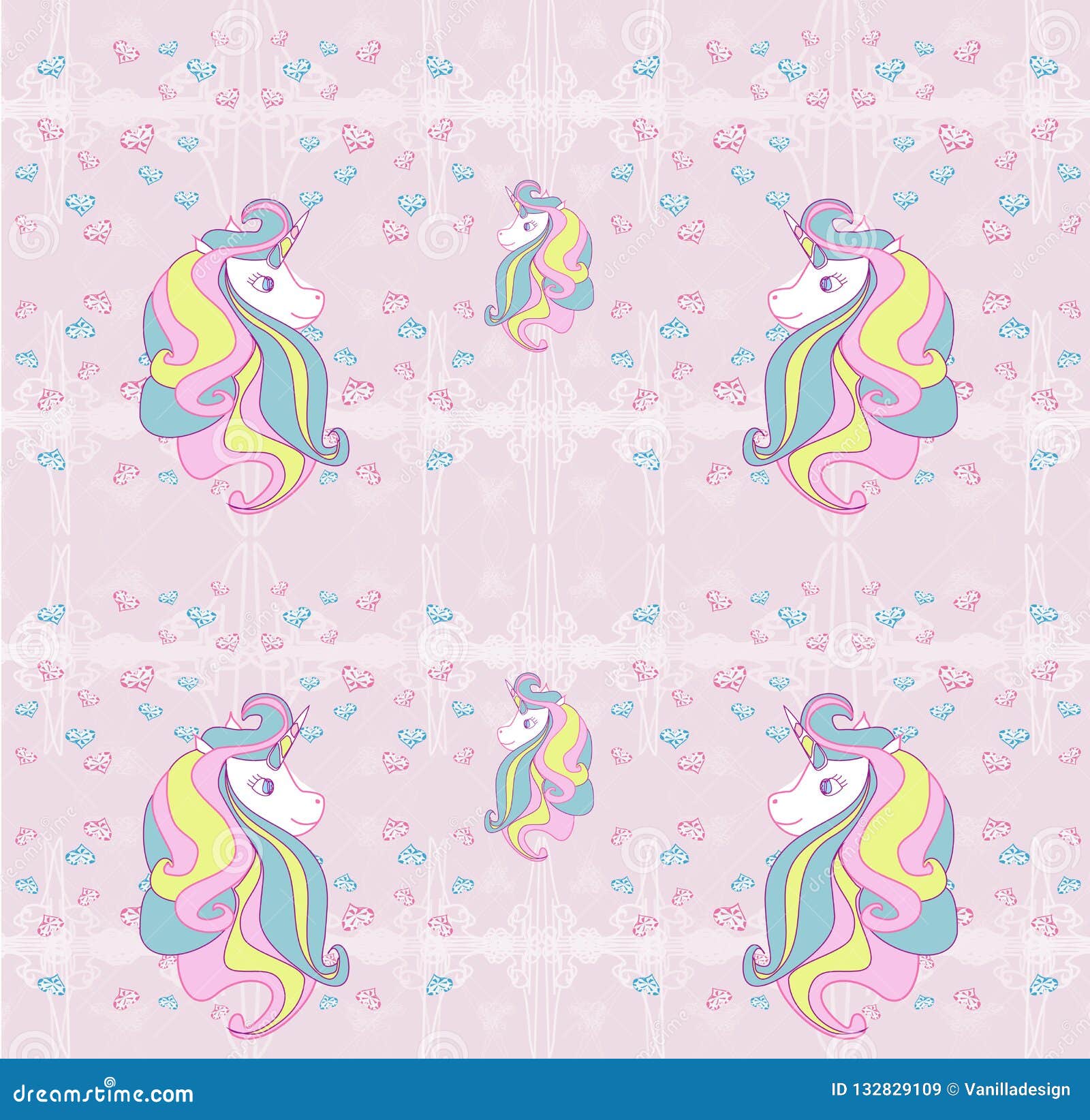 Seamless Pattern with Cute Unicorns Stock Vector - Illustration of ...