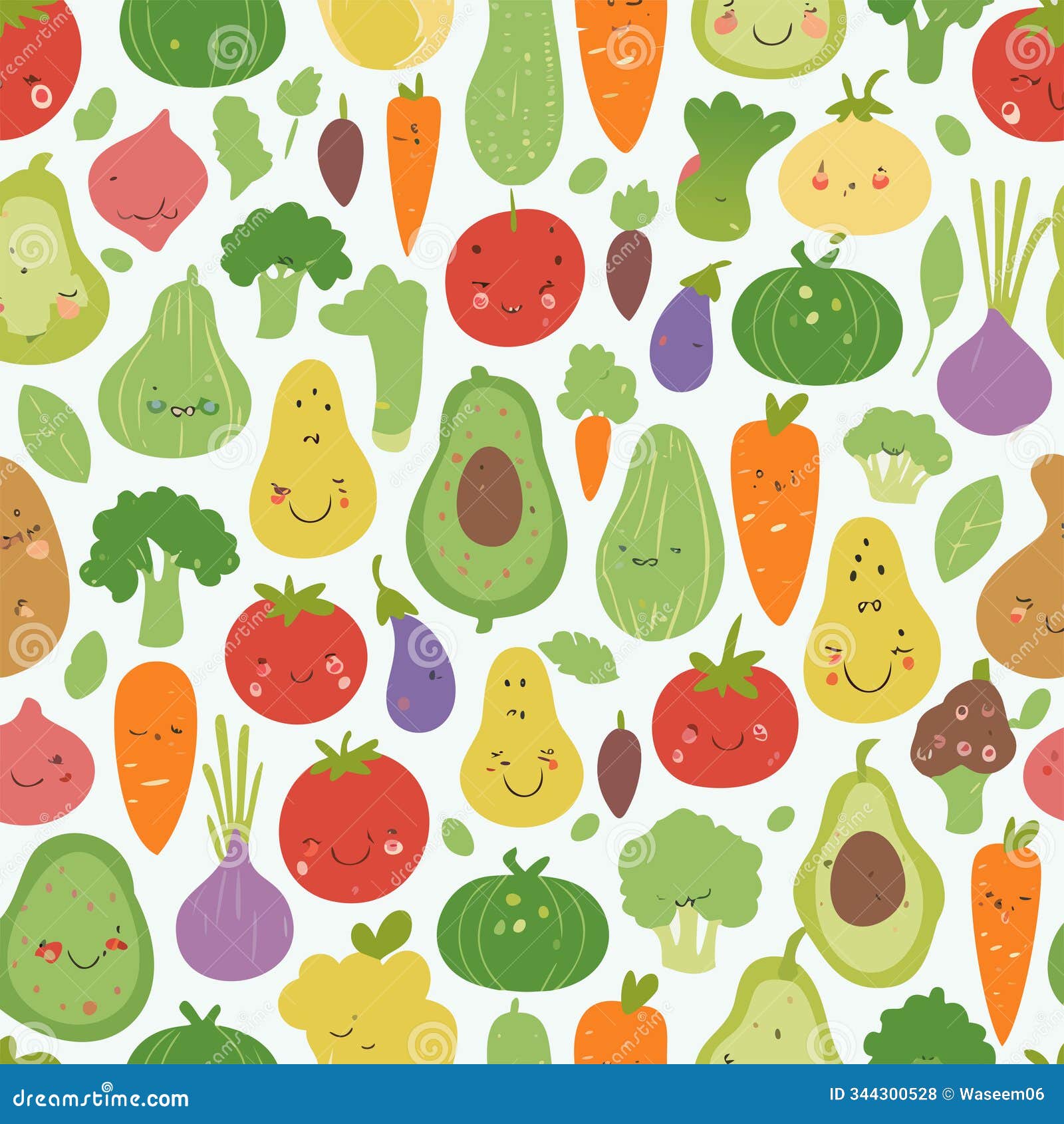 Seamless Pattern with Cute Vegetables. Vector Illustration Stock ...