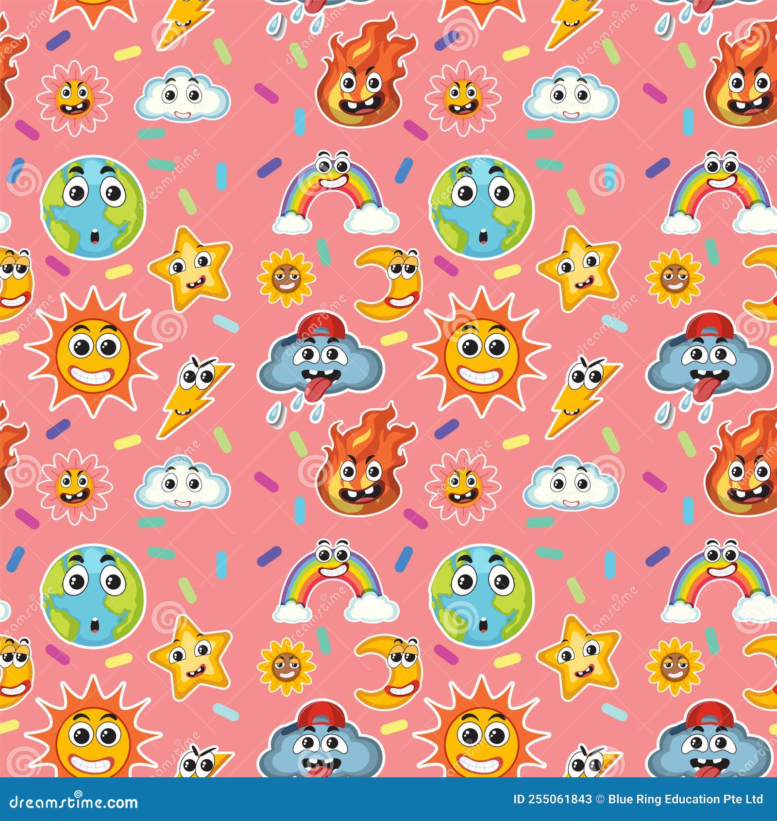 Seamless Pattern with Cute Weather Cartoon Element Stock Vector ...