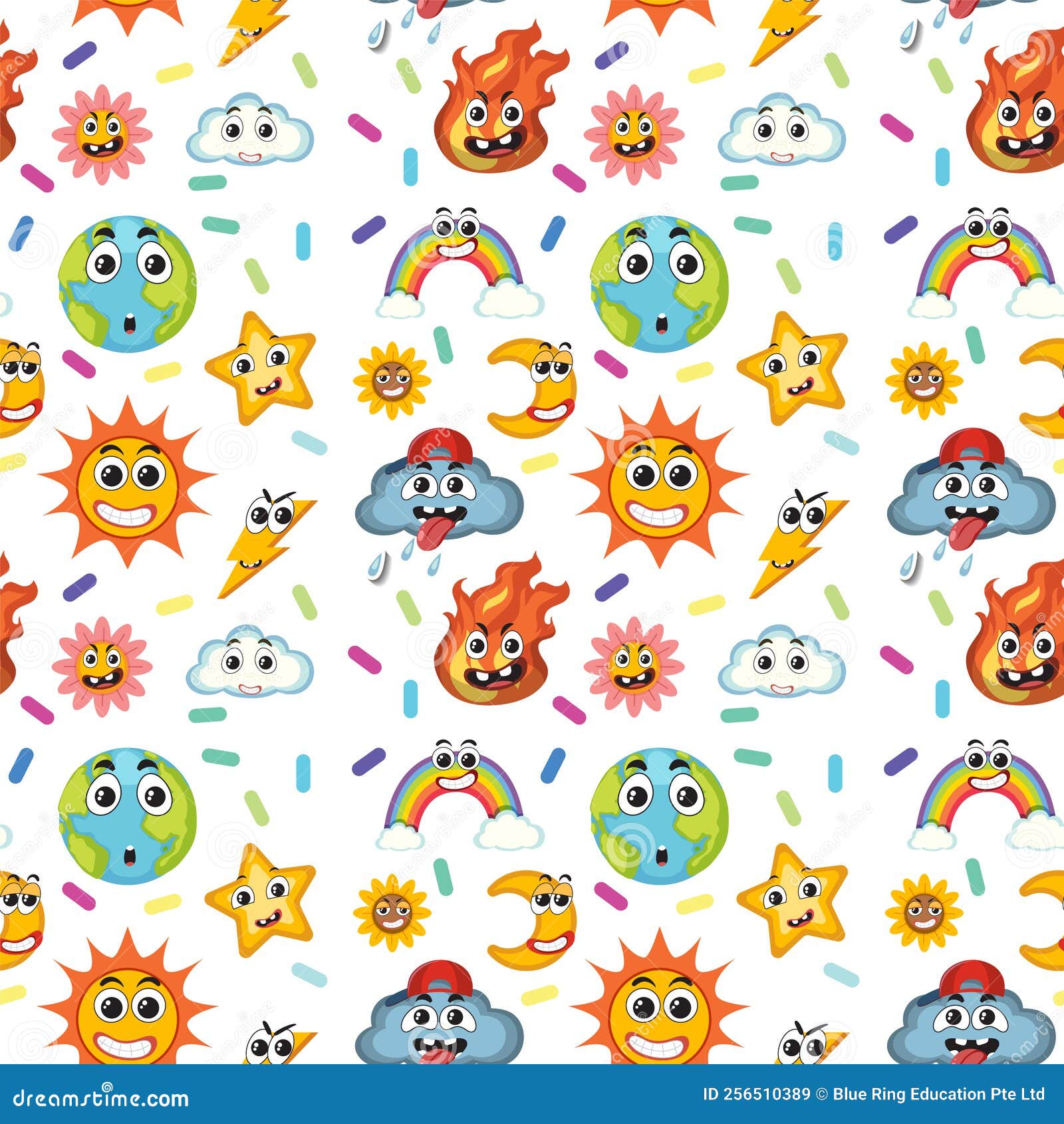 Seamless Pattern with Cute Weather Cartoon Element Stock Vector ...
