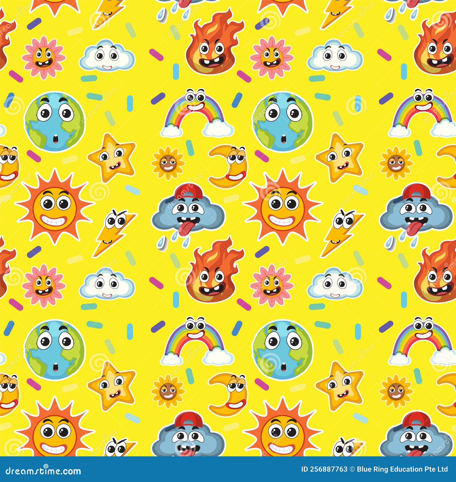 Seamless Pattern with Cute Weather Cartoon Element Stock Vector ...