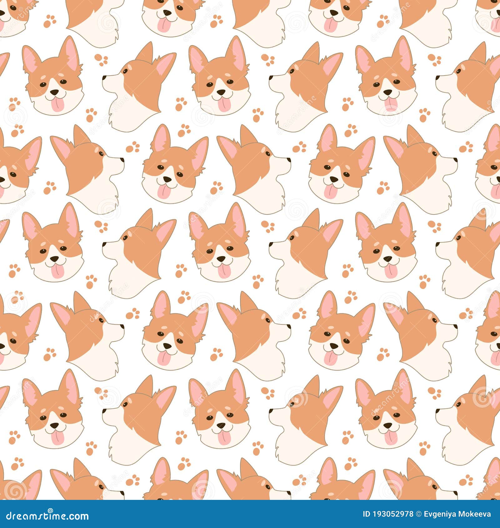 Seamless Pattern with Cute Welsh Corgi Stock Vector - Illustration of ...