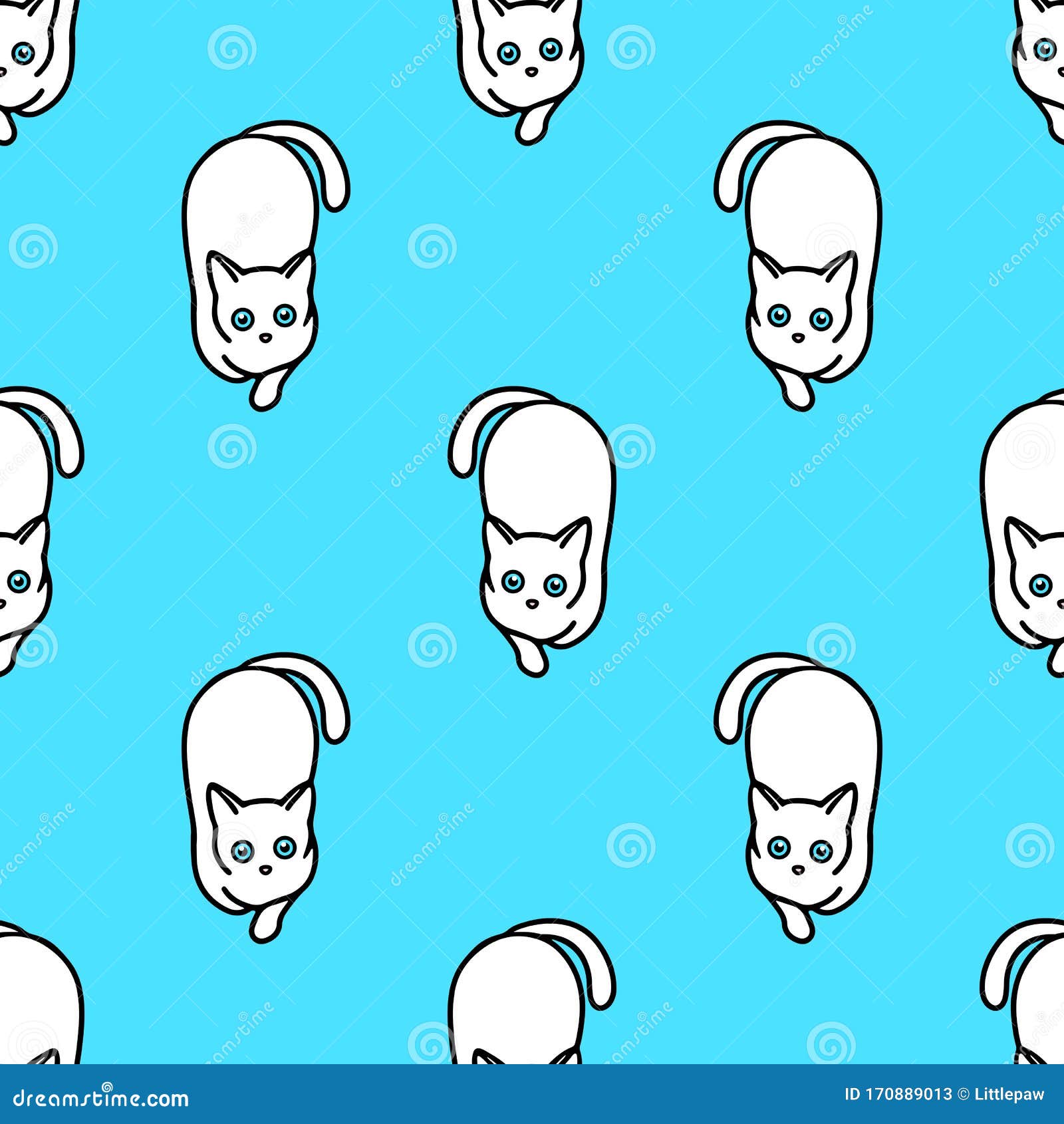 Seamless Pattern with Cute White Cats. Texture for Wallpapers ...