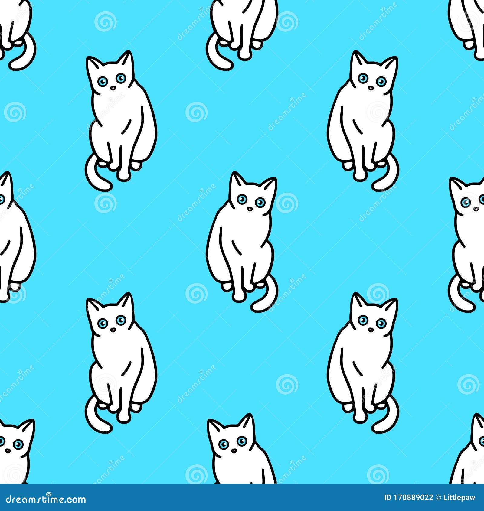 Seamless Pattern with Cute White Cats. Texture for Wallpapers ...