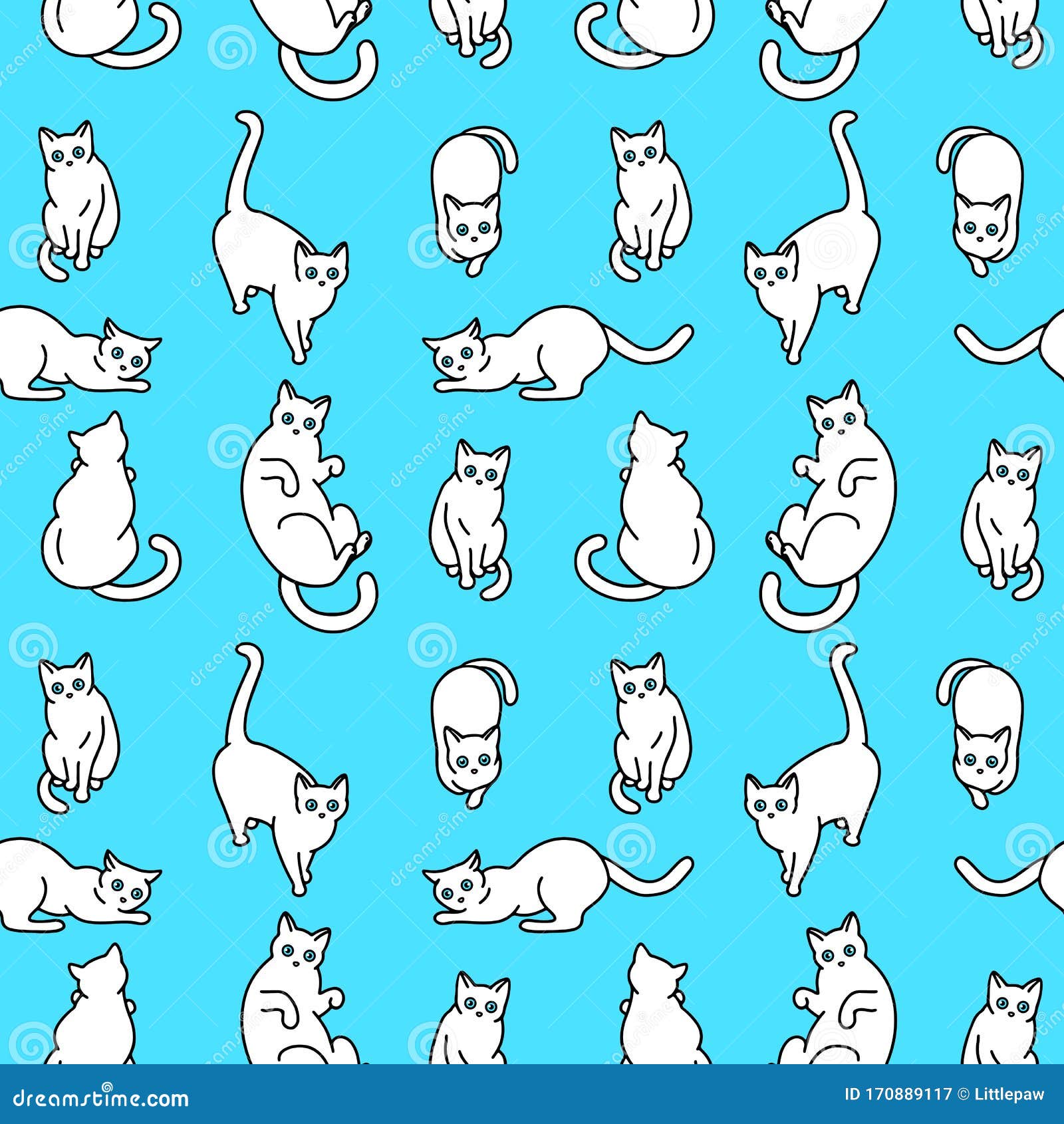 Seamless Pattern with Cute White Cats. Texture for Wallpapers ...