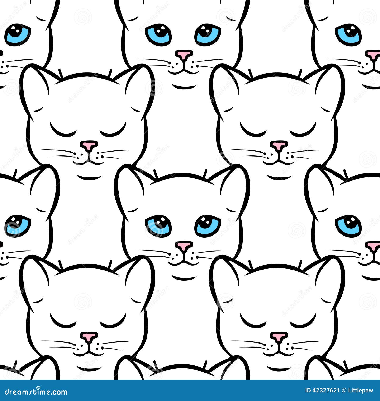 Seamless Pattern with Cute White Cats Stock Vector - Illustration of ...