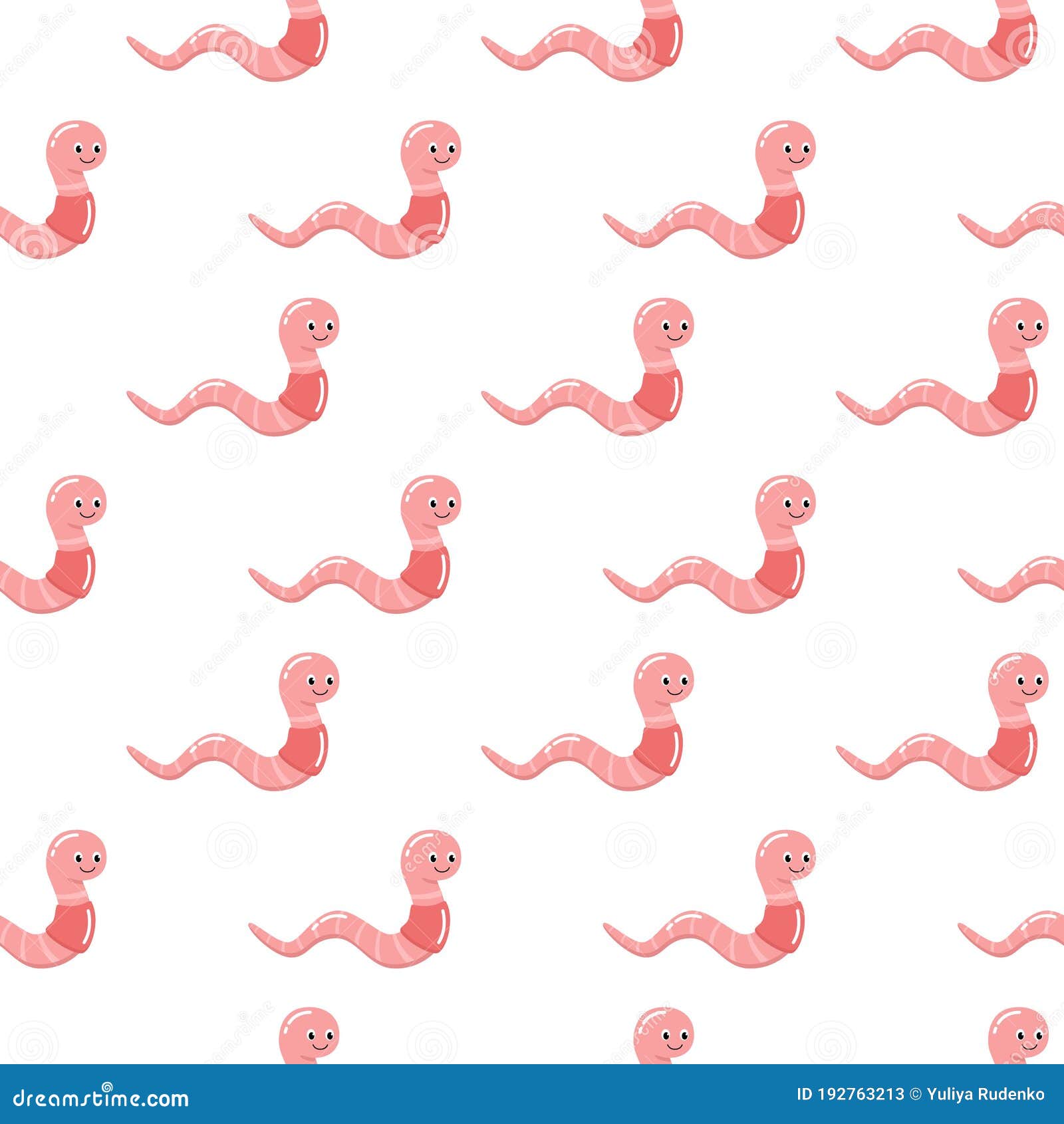 Seamless Pattern with Cute Worm. Vector Illustration Kawaii Earthworm ...