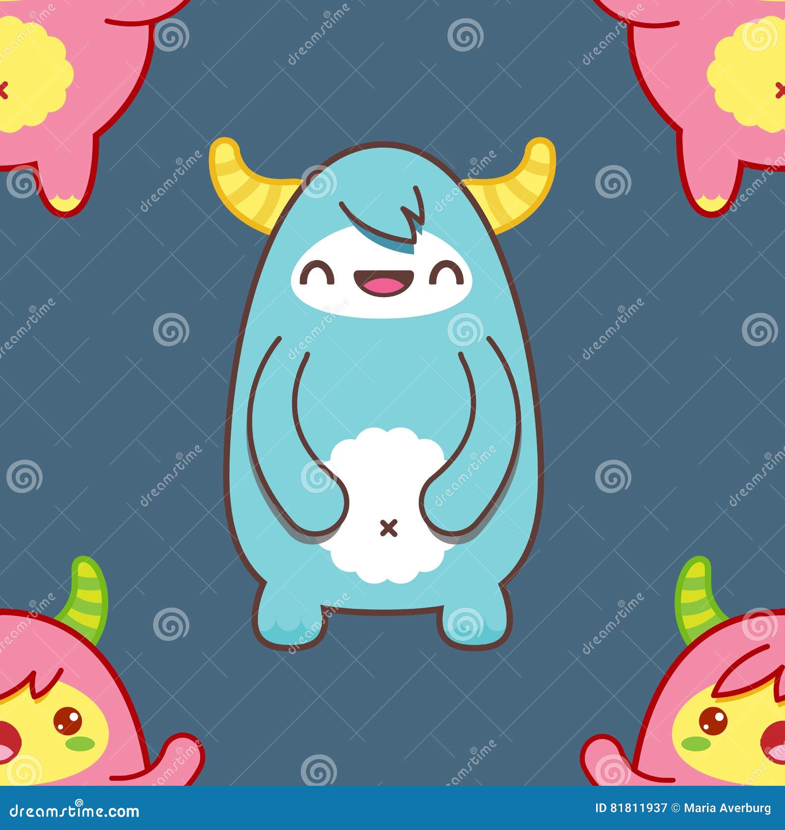 Seamless Pattern with Cute Yeti. Vector Illustration Stock Vector ...