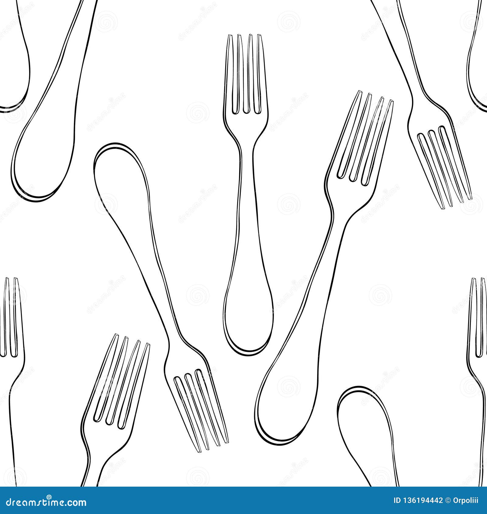 Seamless Pattern Cutlery Fork for Food. Vector Illustration Stock ...