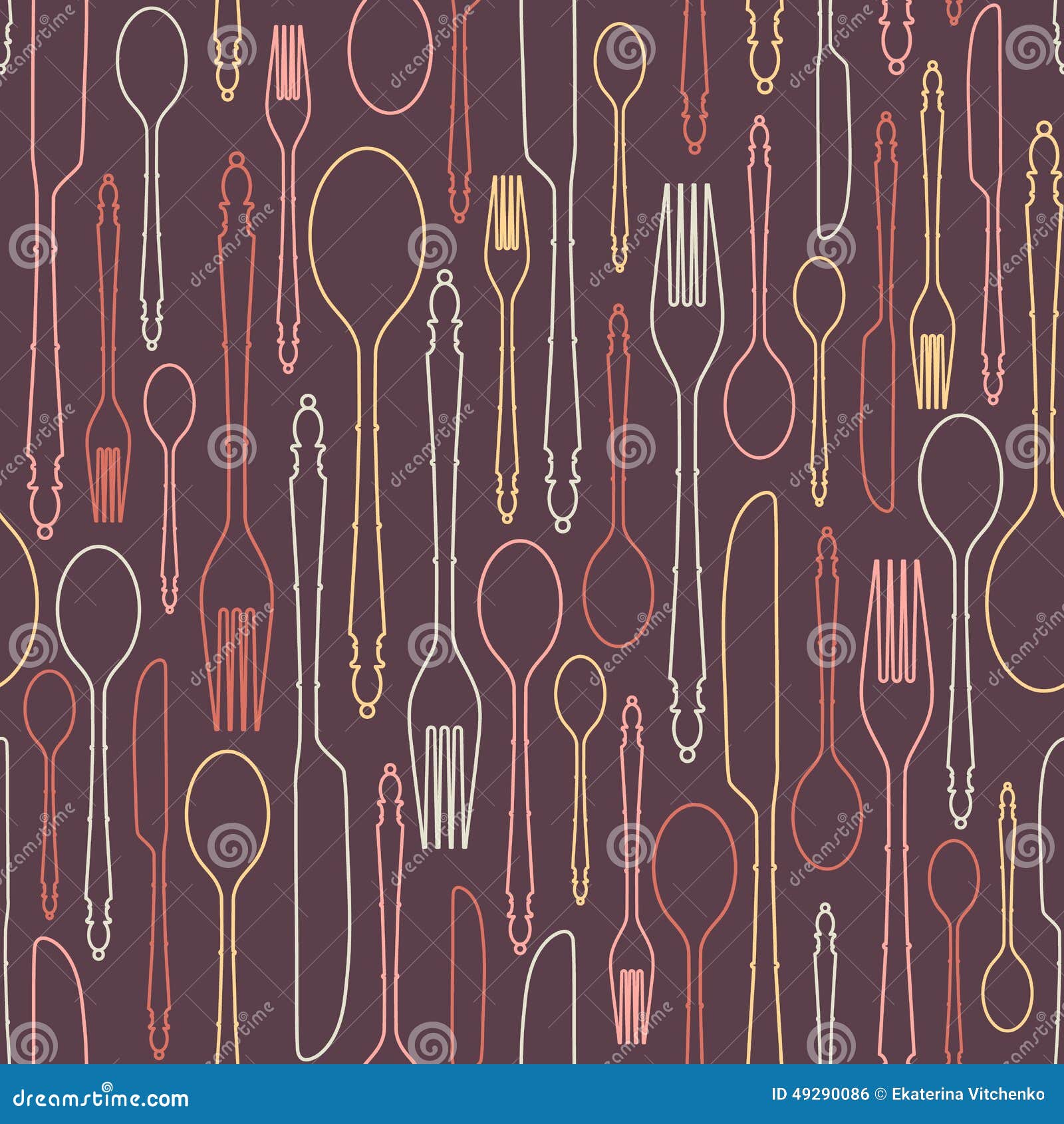 Seamless Pattern with Cutlery 1 Stock Vector - Illustration of kitchen ...