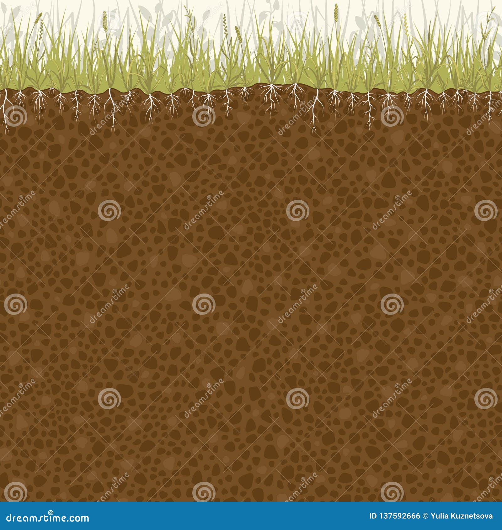 Seamless Pattern of Cutting the Soil with Grass and Roots. Stock Vector ...