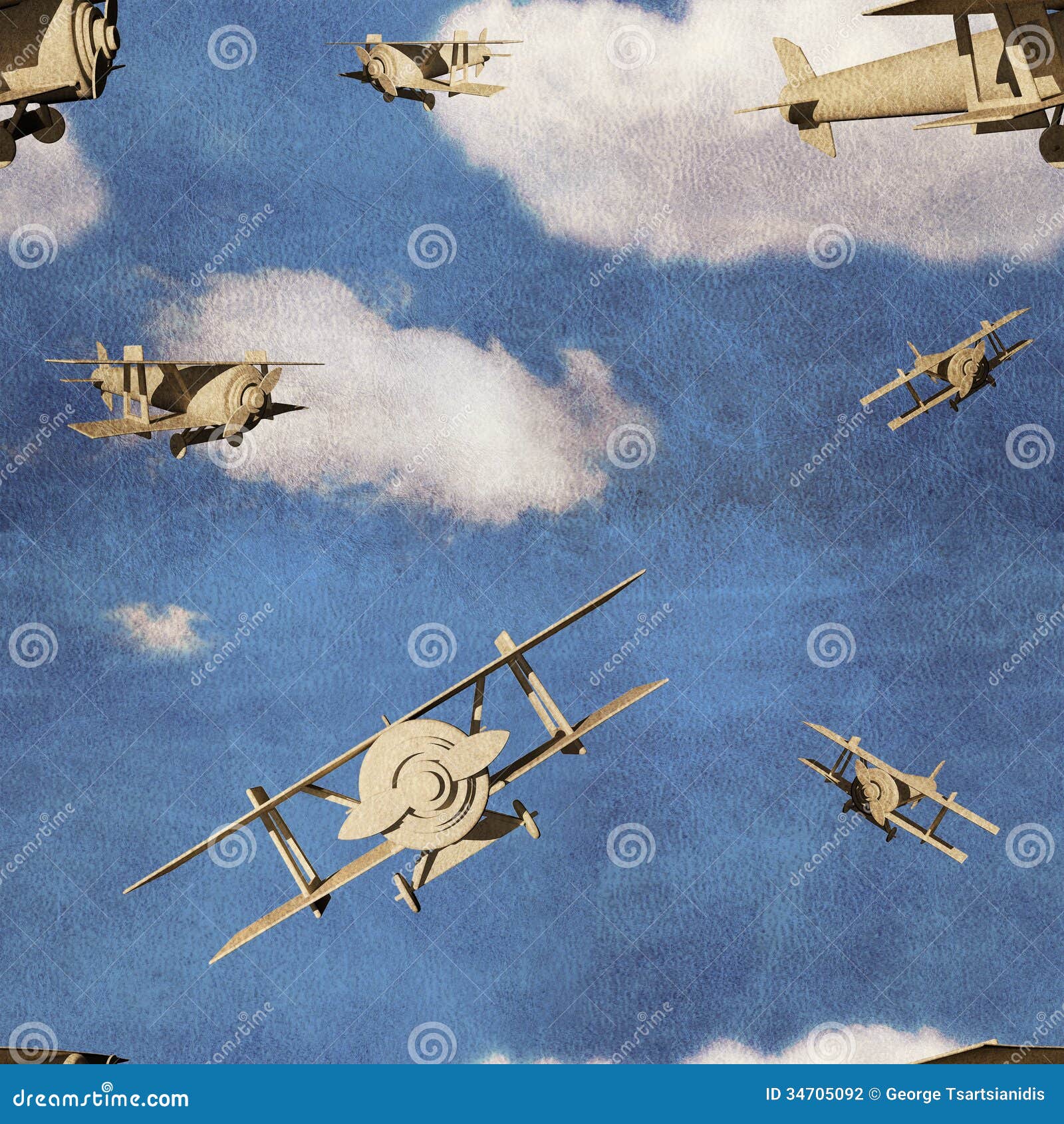 Seamless Pattern with 3d Airplanes Stock Illustration - Illustration of ...