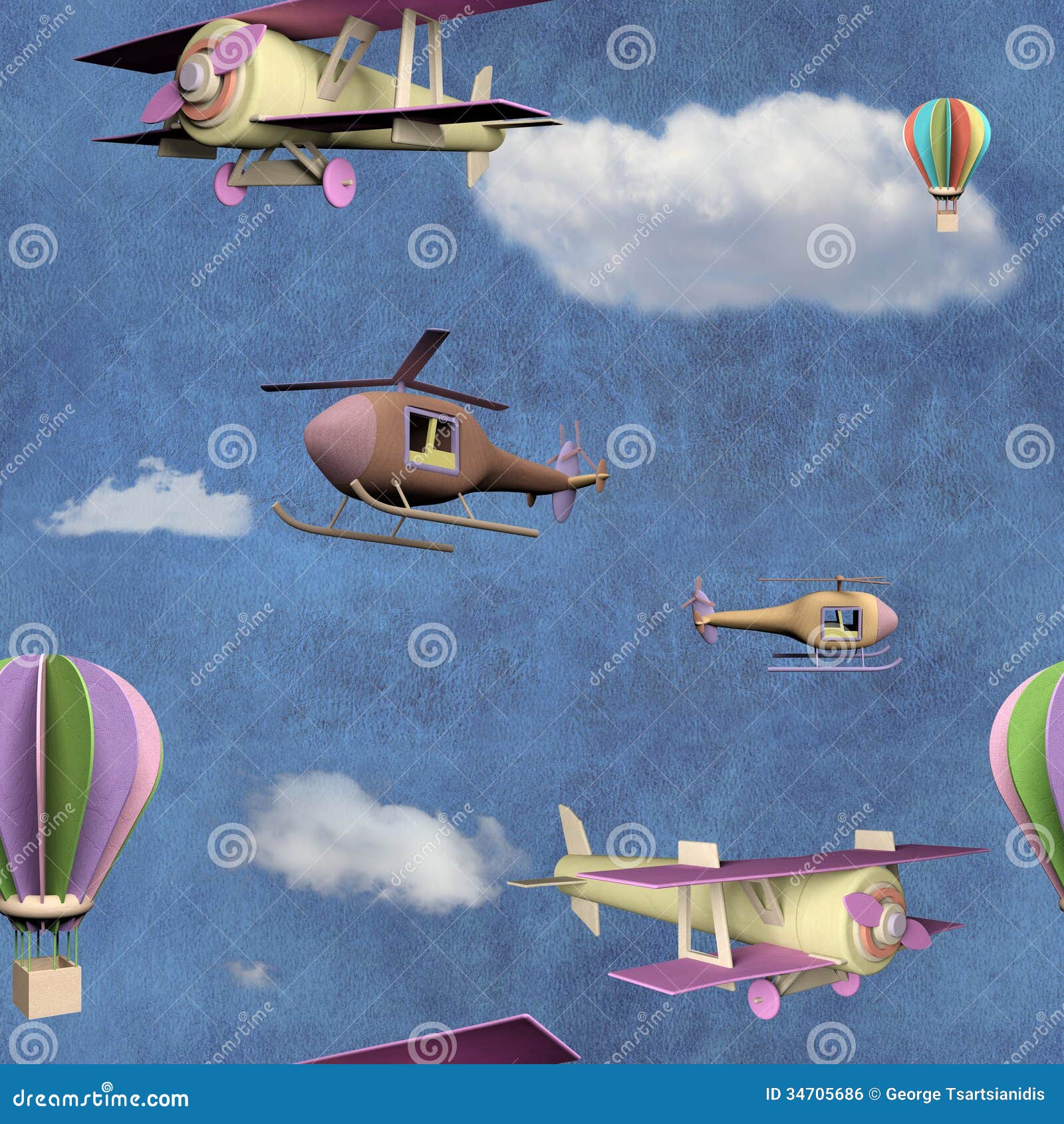 Seamless Pattern with 3d Airplanes Stock Illustration - Illustration of ...