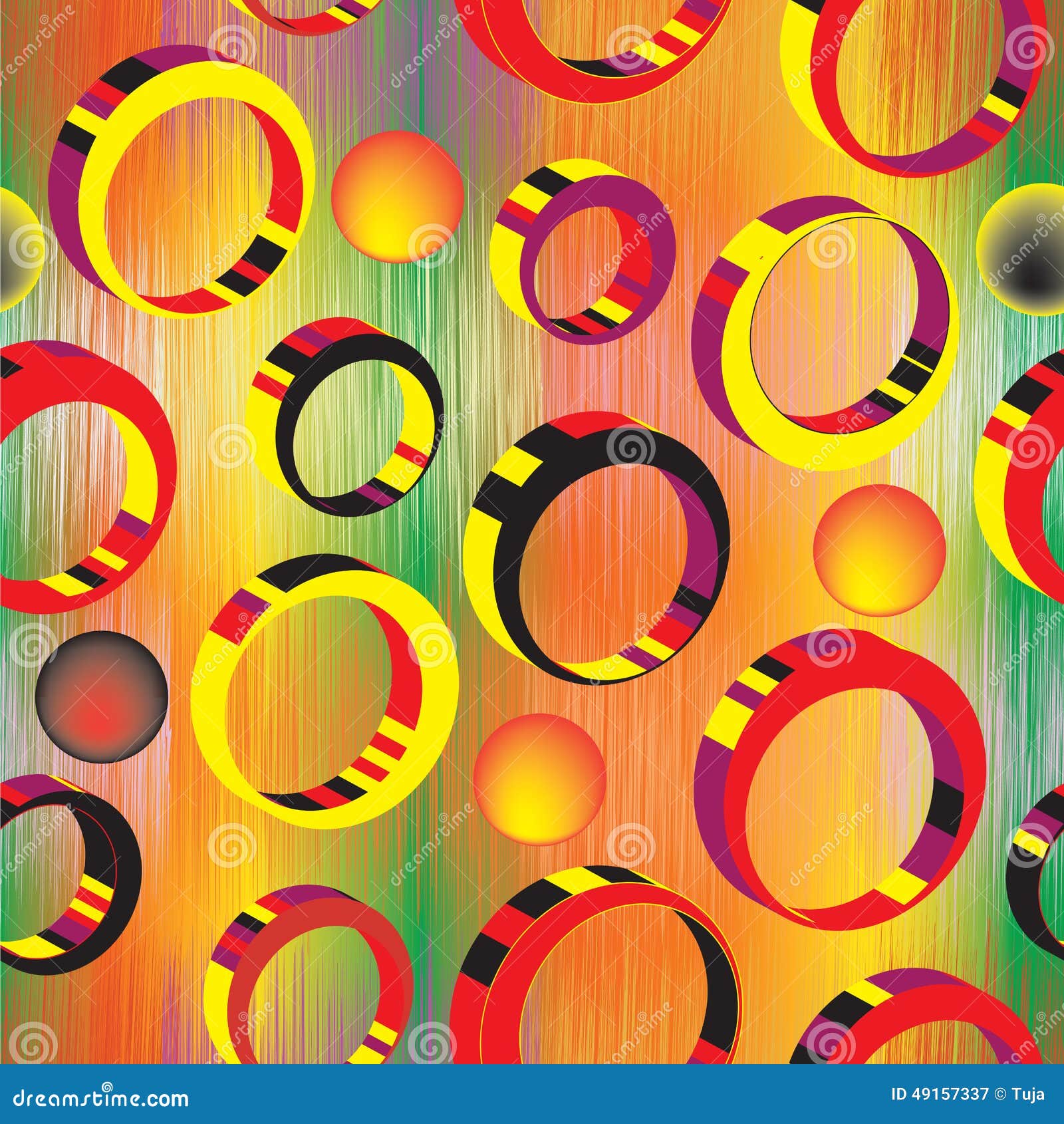 Seamless Pattern with 3d Colorful Rings Stock Vector - Illustration of ...