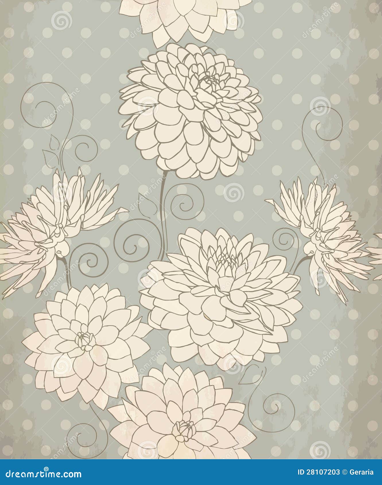 Seamless Pattern with Dahlia Flower Stock Illustration - Illustration ...