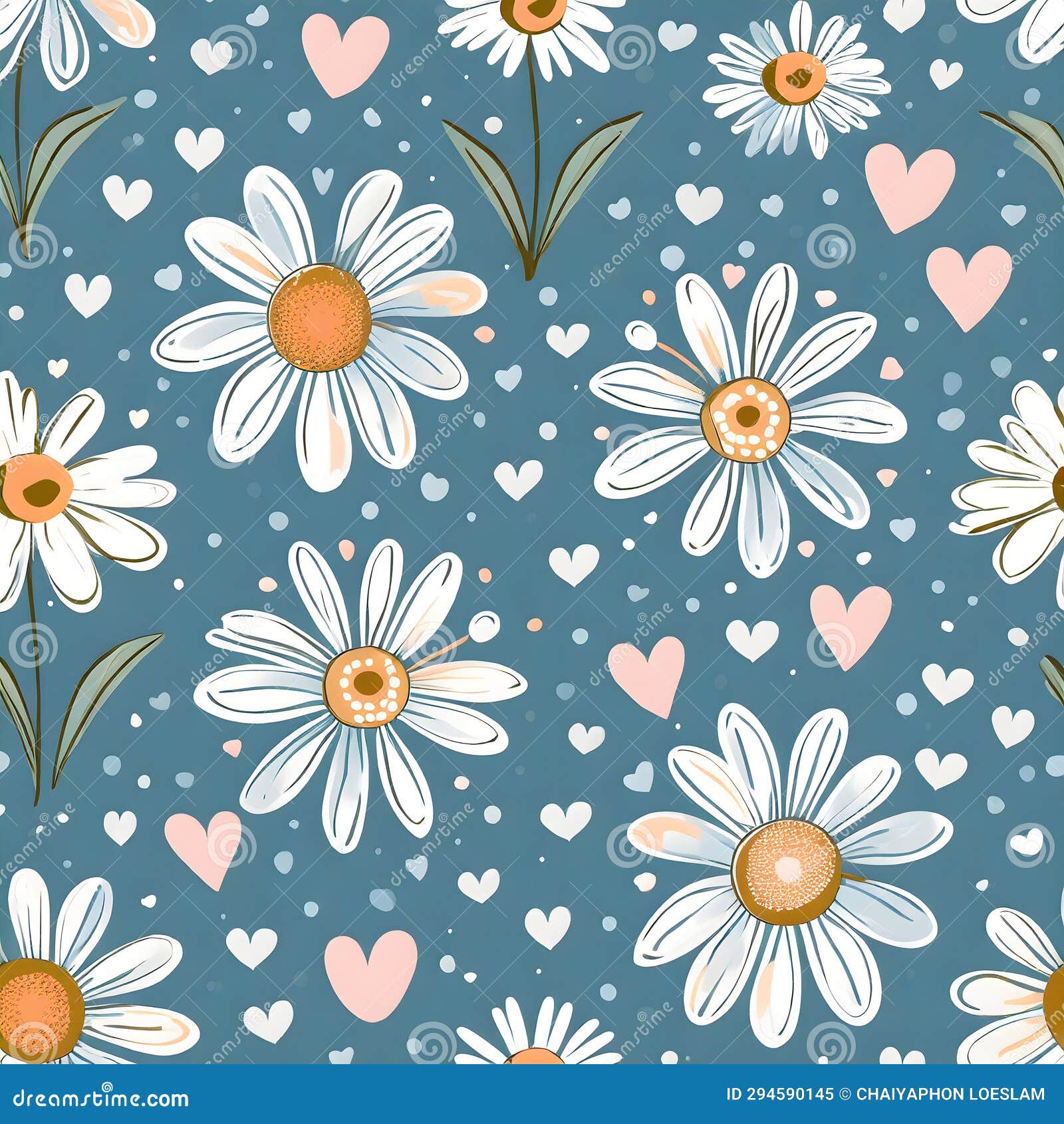 Seamless Pattern with Daisy Flower Stock Illustration - Illustration of ...