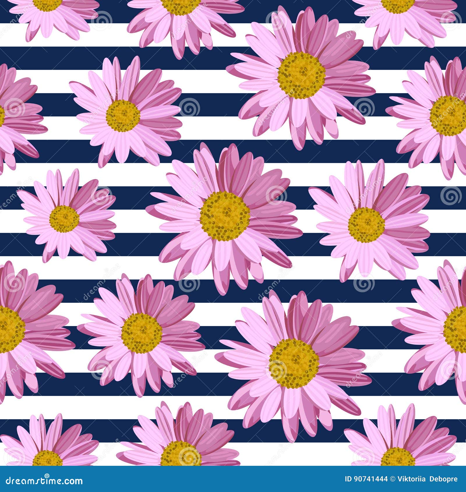 Seamless Pattern with Daisy Flowers Stock Vector - Illustration of ...