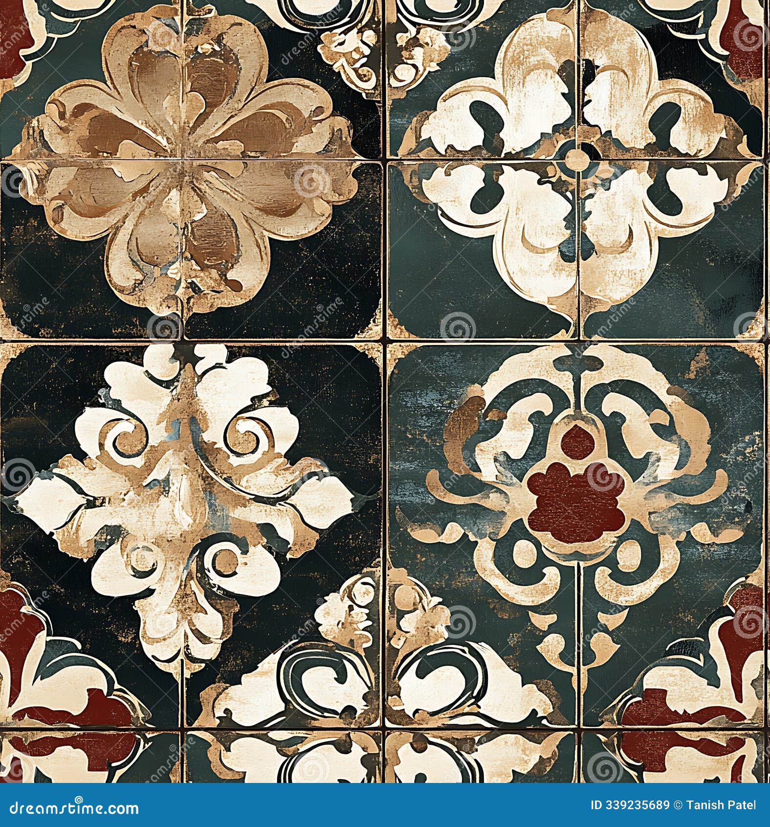 Seamless Pattern of Damask Fabric with an Earthy Color Palette Stock ...