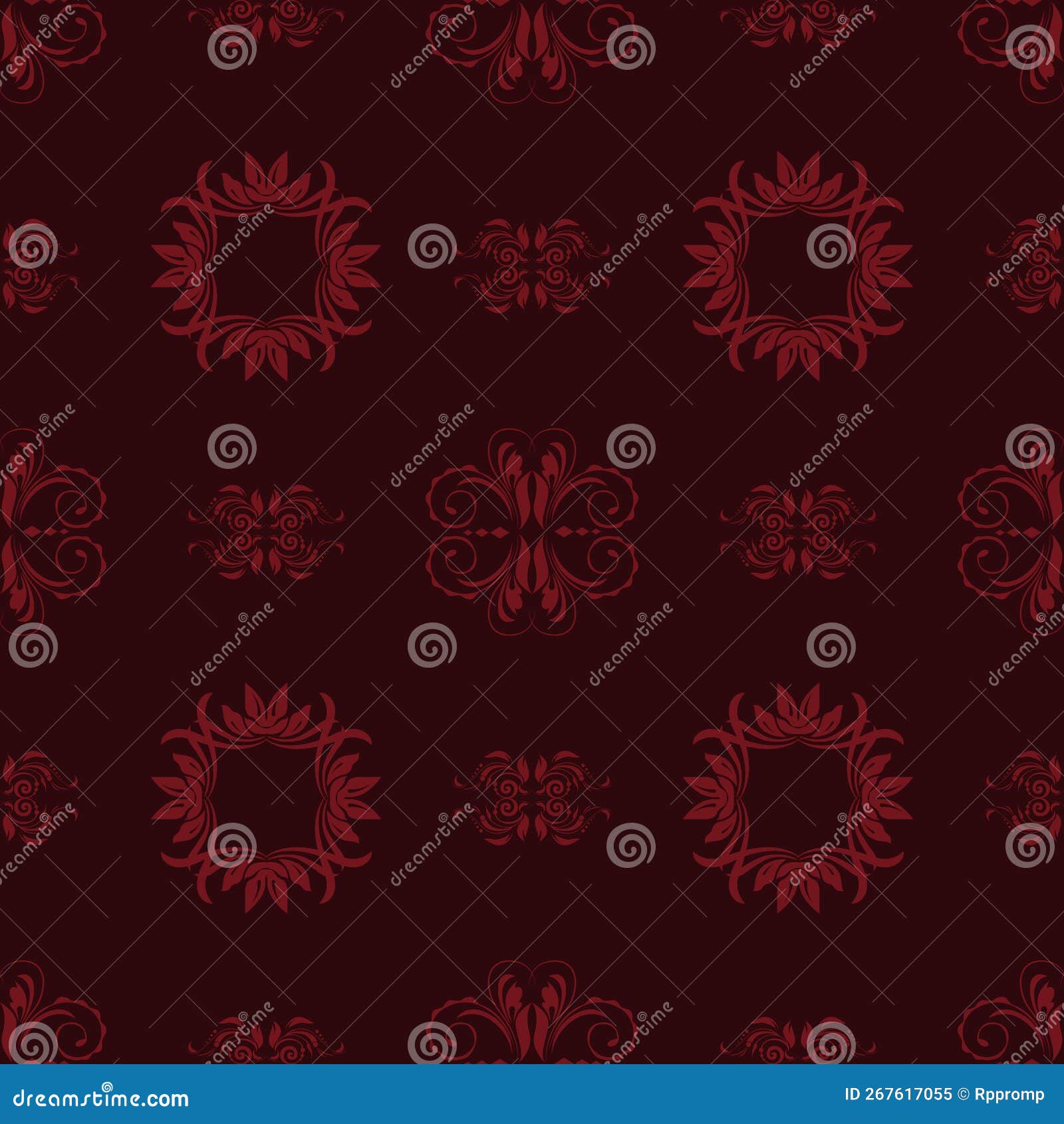 Seamless Pattern Damask Red Wallpaper Stock Vector - Illustration of ...