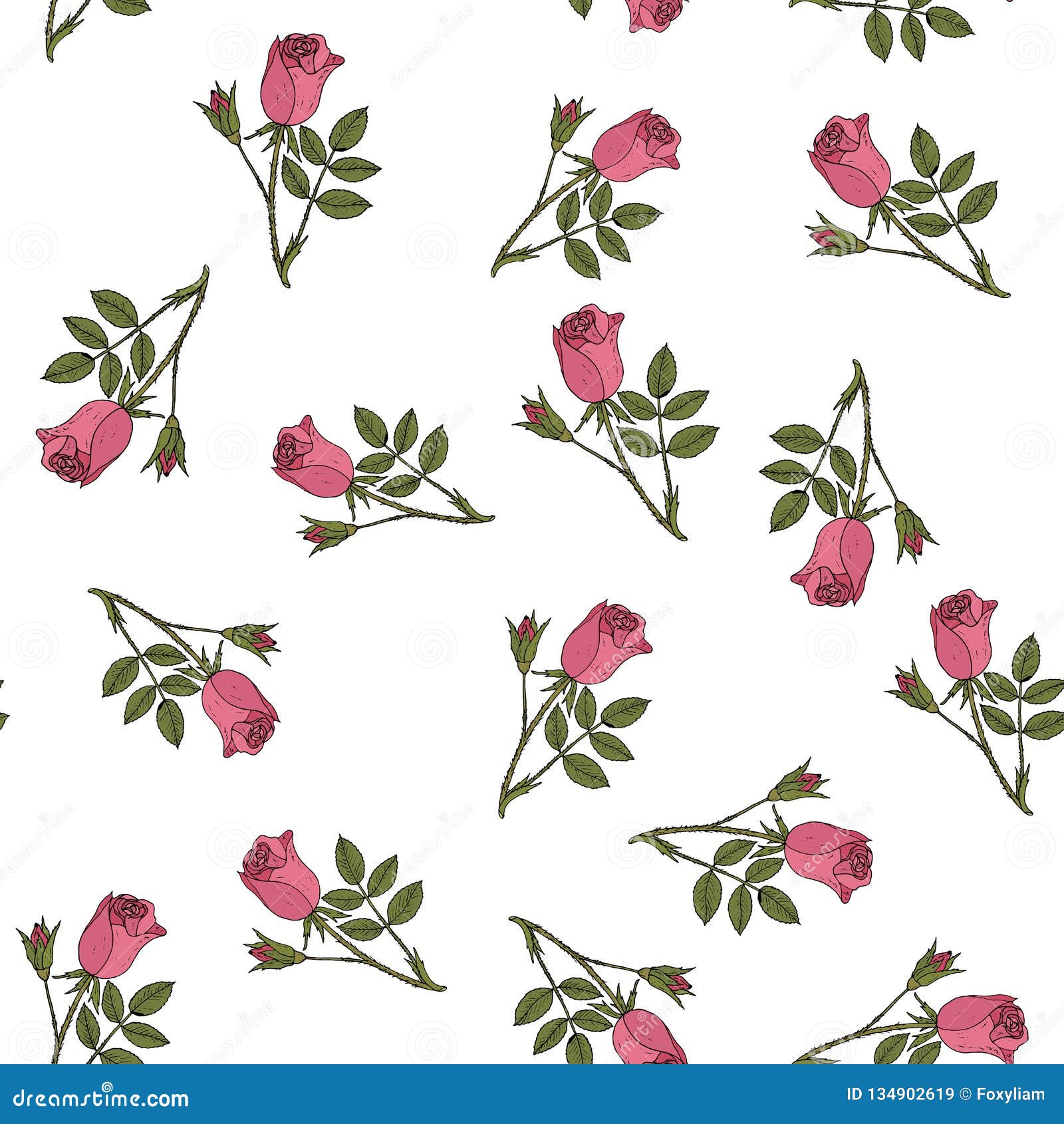 Seamless Pattern with Damask Rose Stock Vector - Illustration of ...