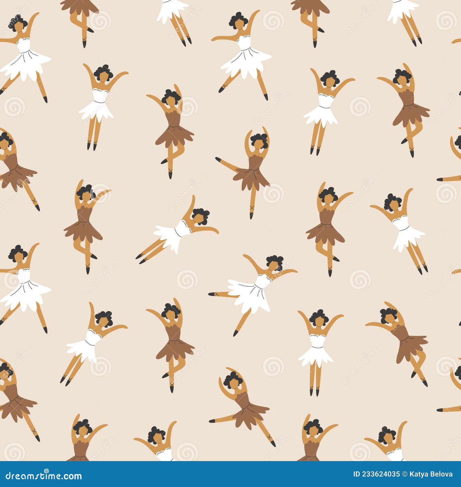 Seamless Pattern.Dancing Ballerinas on Light Background Stock Vector ...