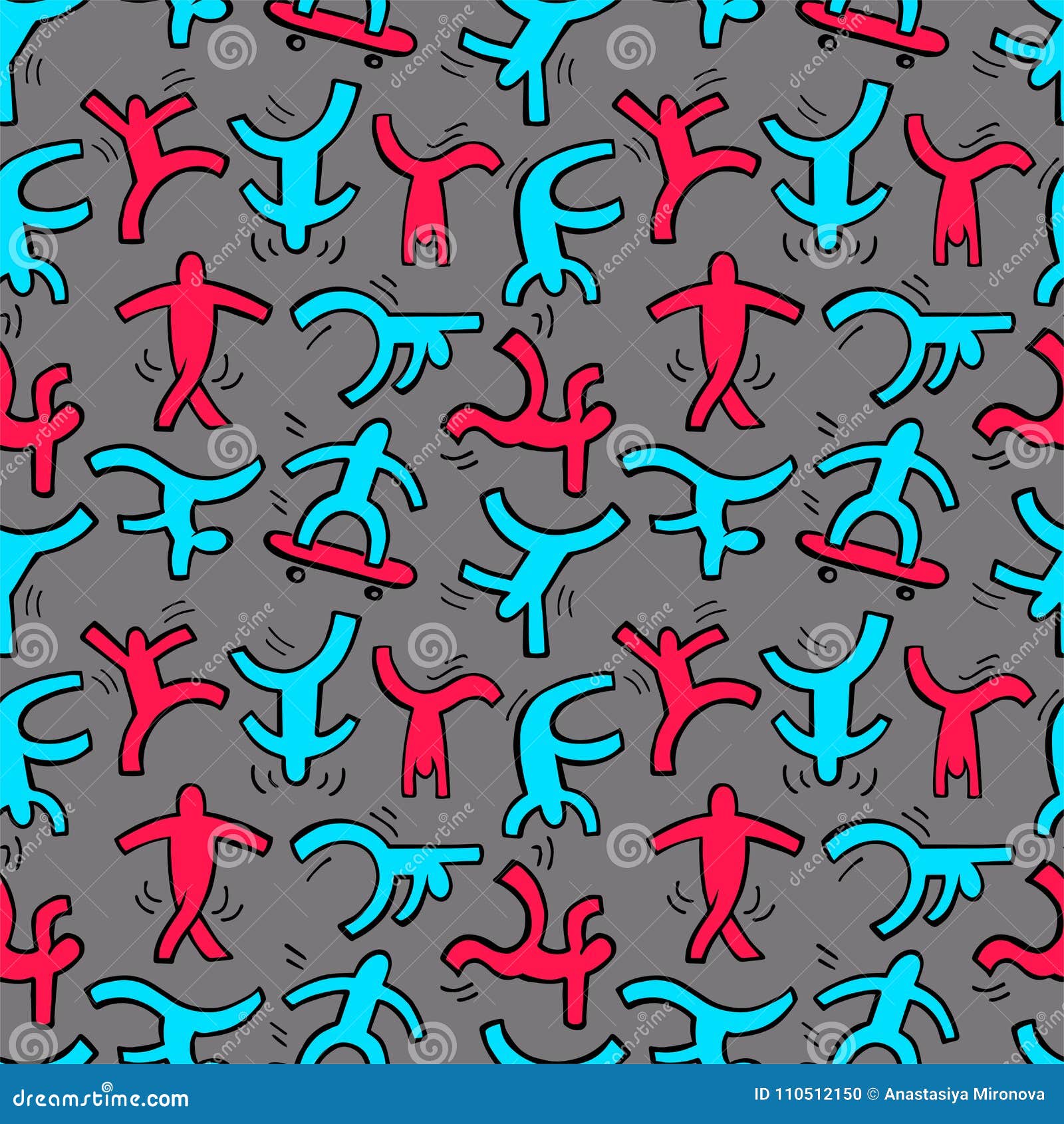 Seamless Pattern with Dancing Figures Stock Vector - Illustration of ...
