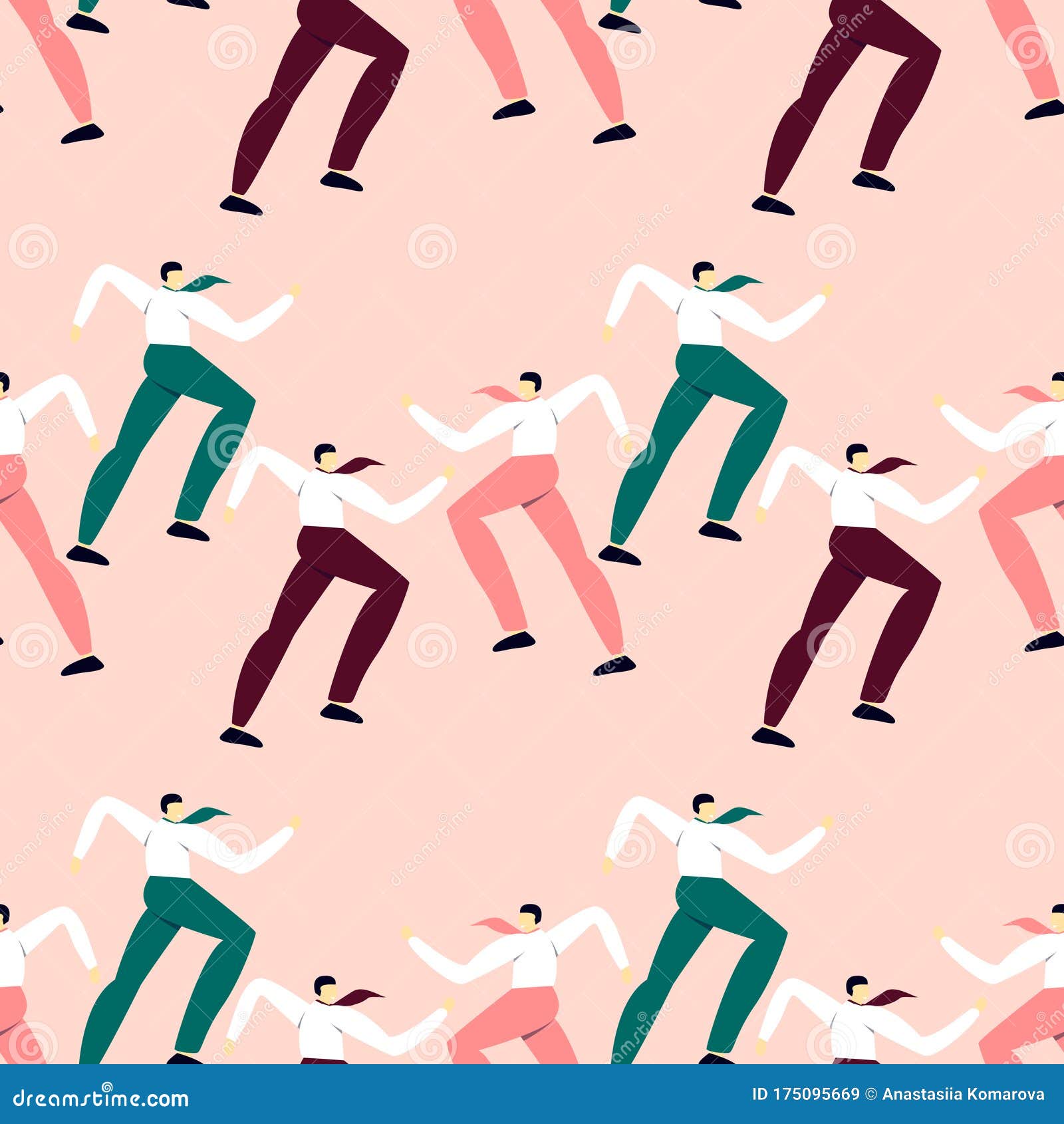 Seamless Pattern with Dancing Office Workers. Stock Vector ...