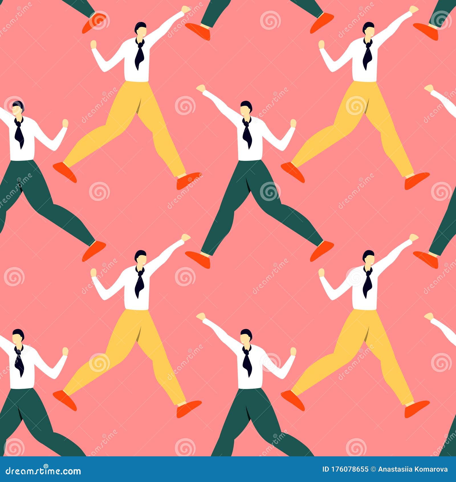 Seamless Pattern with Dancing Office Workers. Stock Vector ...