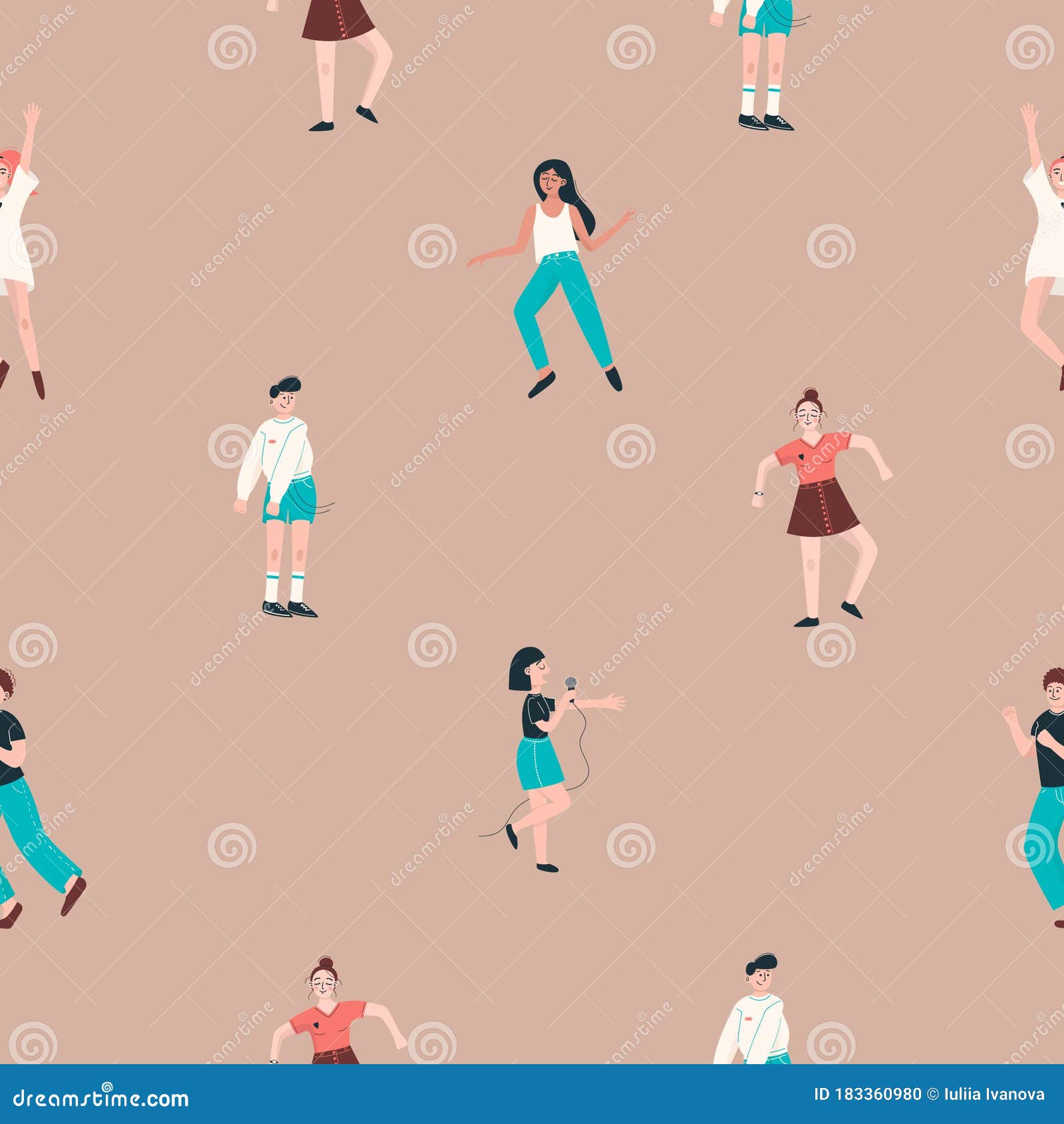 Seamless Pattern with Dancing People. Stock Illustration - Illustration ...