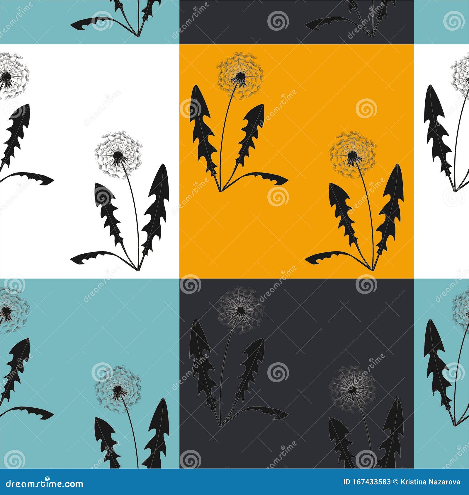 Seamless Pattern with Dandelions Stock Illustration - Illustration of ...