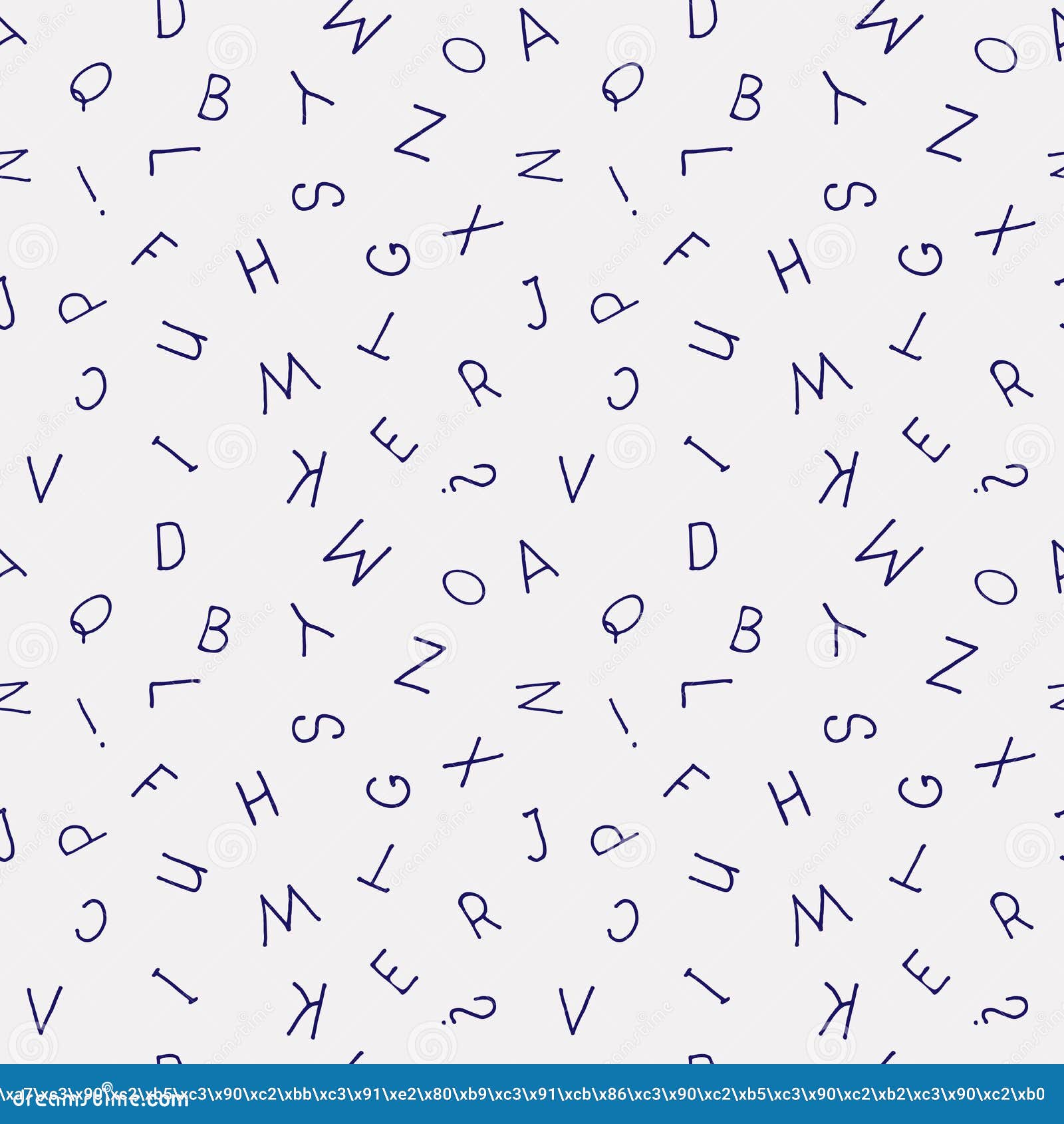Seamless Pattern, Dark Blue Letters of the Latin Alphabet Stock ...