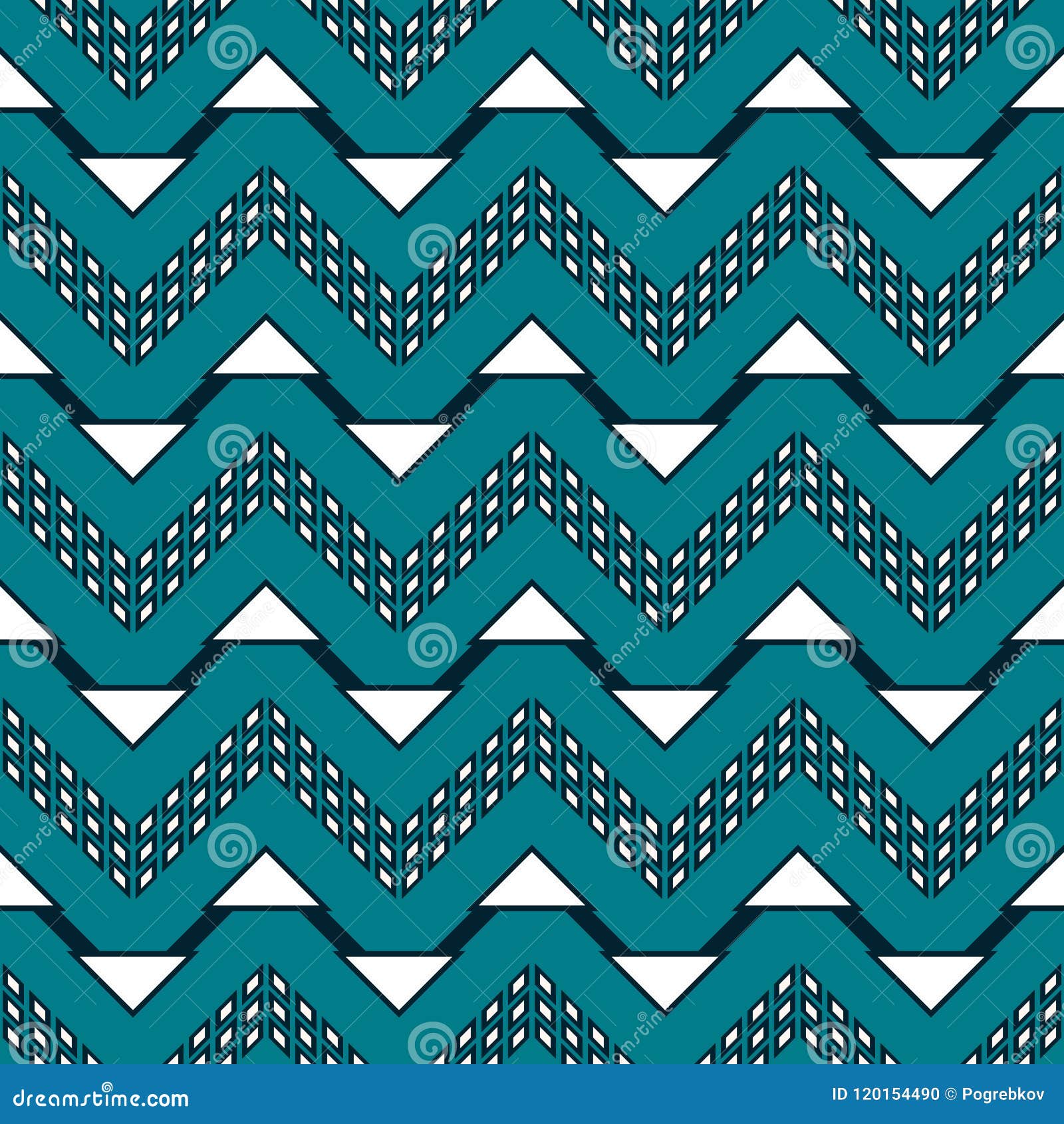 Seamless Pattern of Dashed and Solid Zigzag Lines with Triangles Stock ...