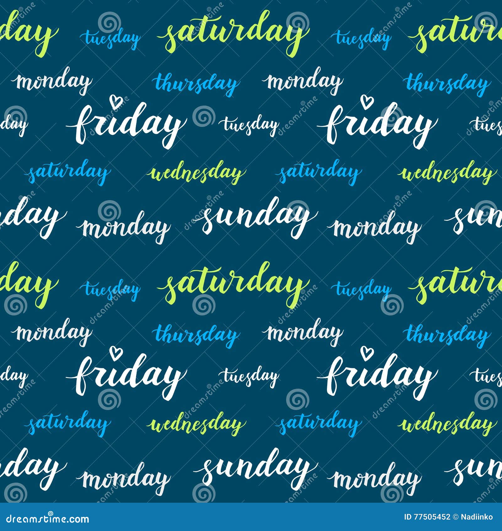 Seamless Pattern with Days of Week Stock Vector - Illustration of ...