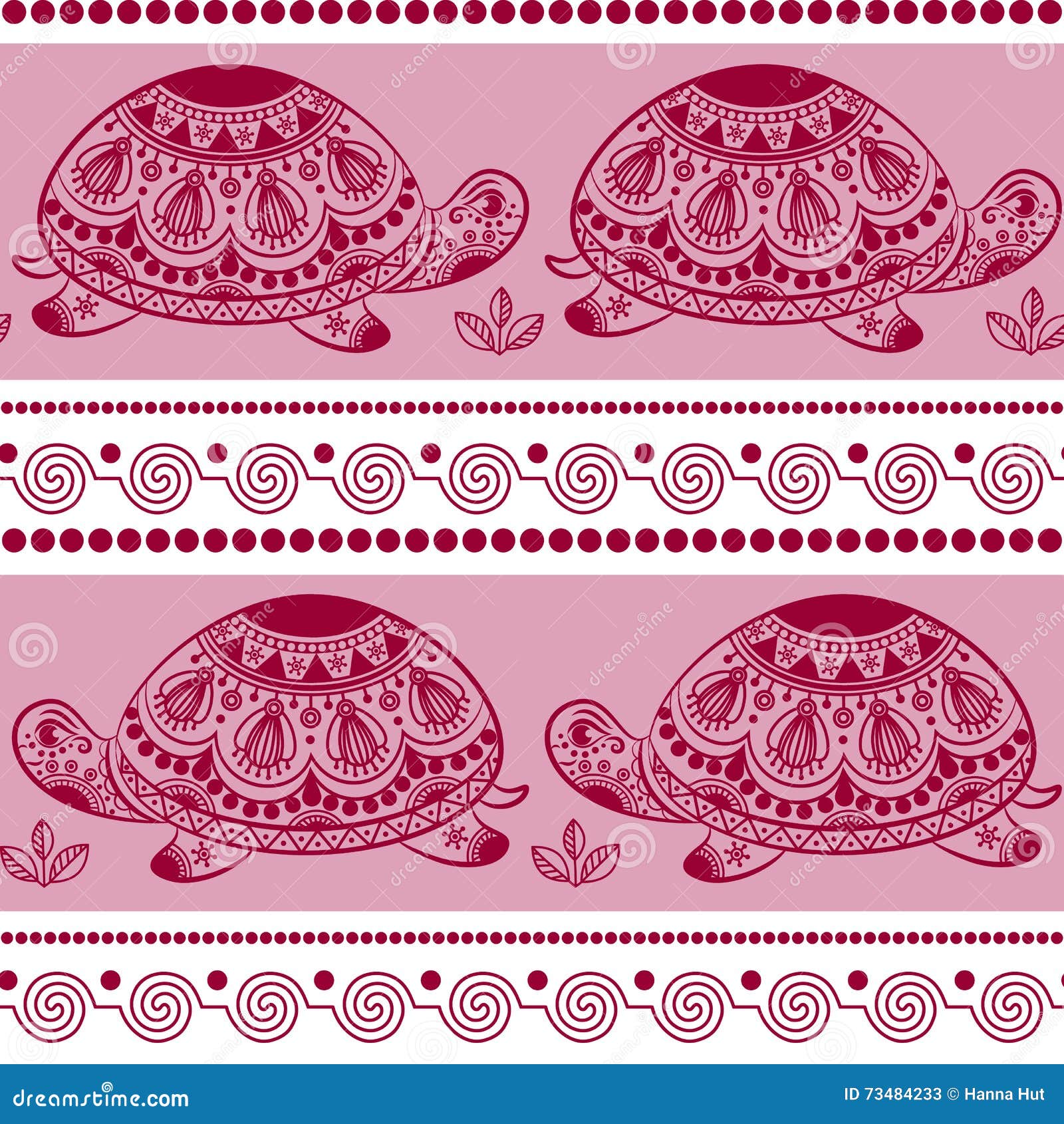 Seamless Pattern with Decorated Turtles. Ethnic Turtle Stock Vector ...
