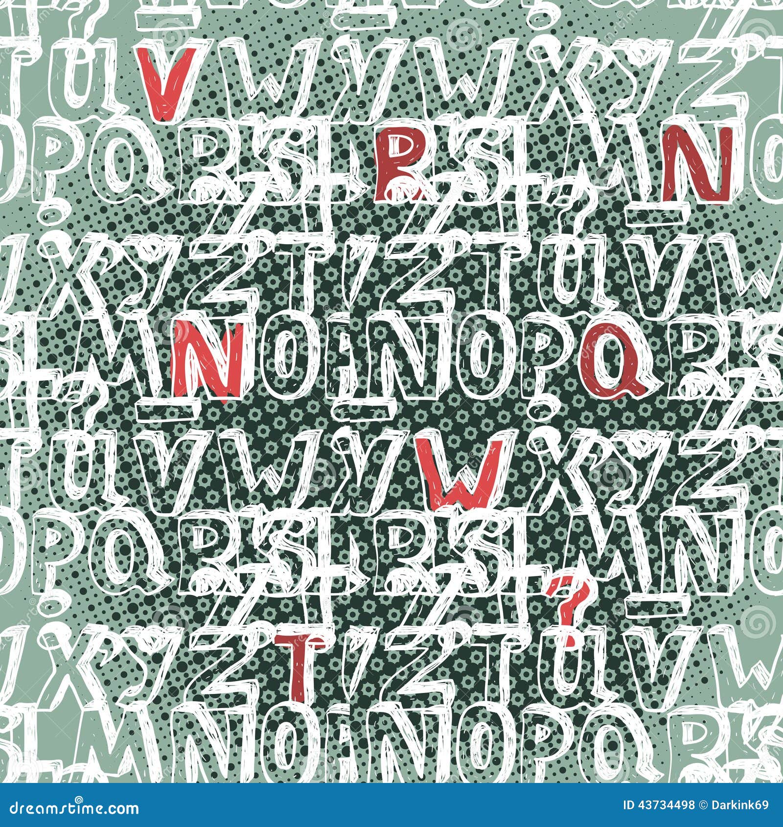 Seamless Pattern Decorative Alphabet Font Style Sketch Stock Vector ...