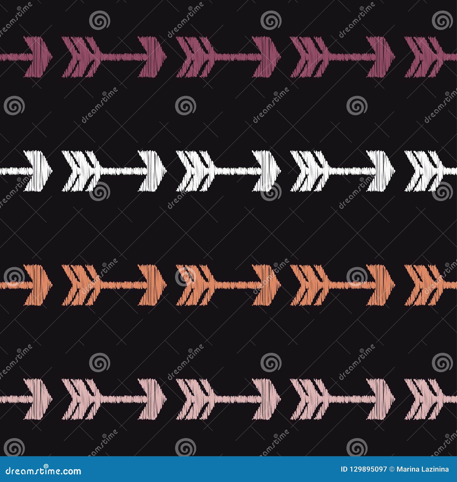 Seamless Pattern in Decorative Arrow. Vector Pattern. Mosaic Texture ...