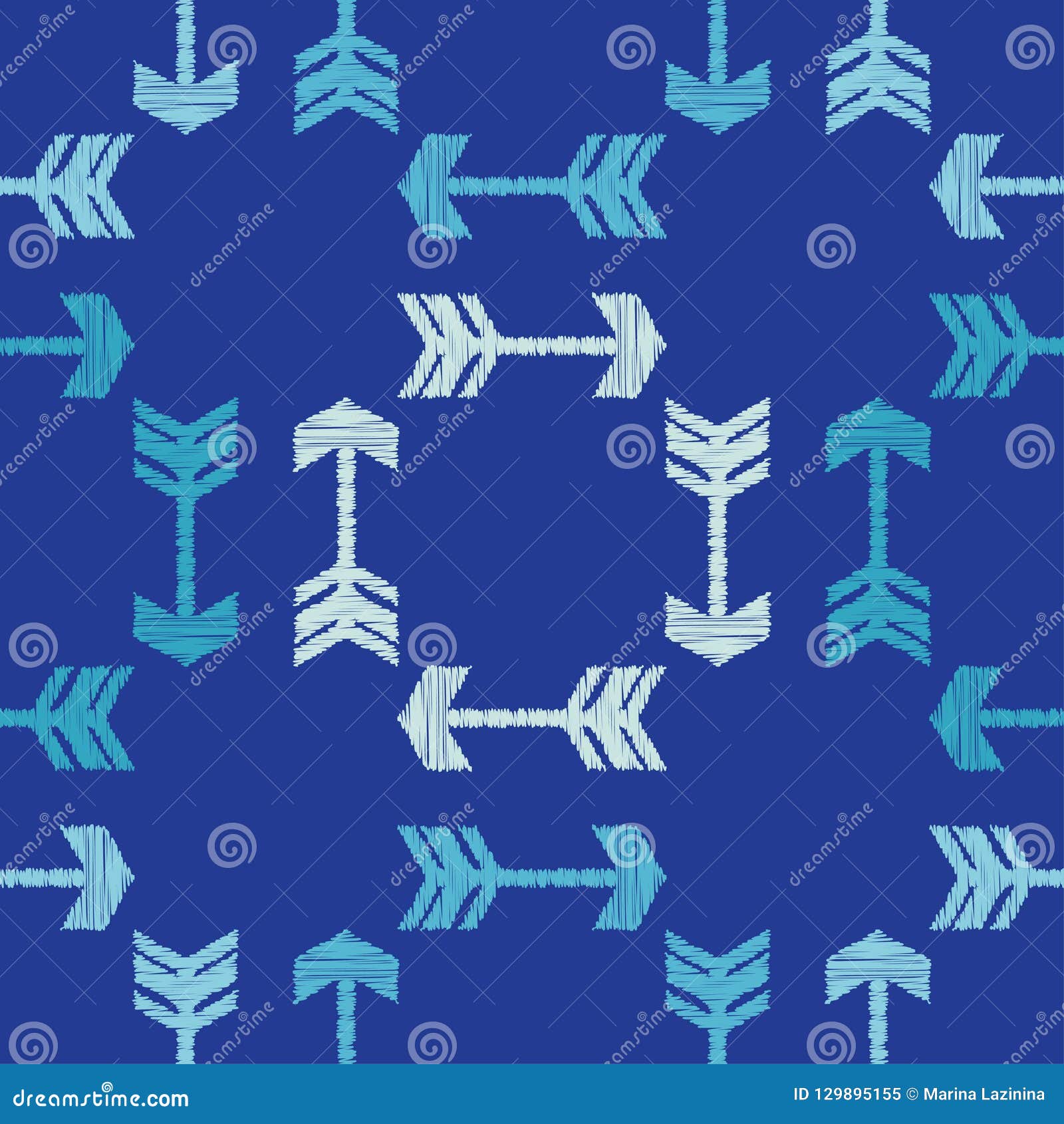 Seamless Pattern in Decorative Arrow. Vector Pattern. Mosaic Texture ...